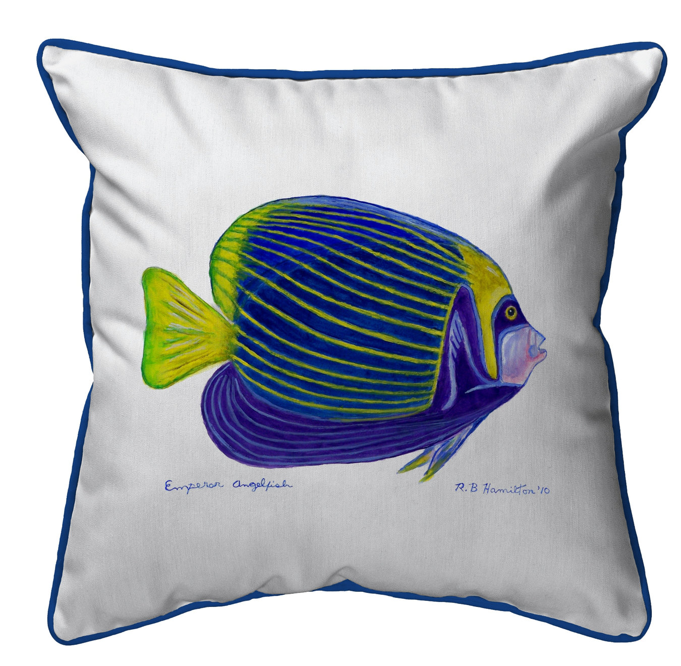 Betsy Drake Interiors Emperor Angelfish Small Outdoor Square Pillow ...