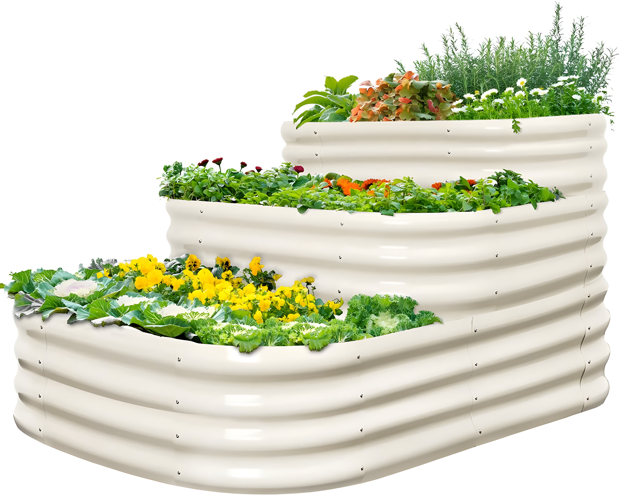 Arlmont & Co. Galvanized Oval Tiered Raised Garden Bed Kit, 43X63x31.5 ...