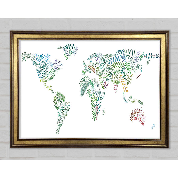 Rosalind Wheeler Leafy World Map - Single Picture Frame Art Prints ...
