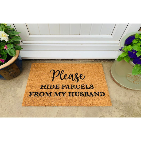 Happy Larry Riordan Hide Parcels From Husband Coir Doormat | Wayfair.co.uk