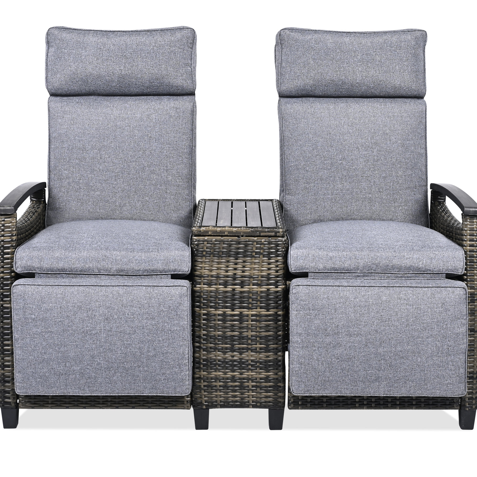 Latitude Run® Outdoor Recliner With , Iron Frame, And - Adjustable ...