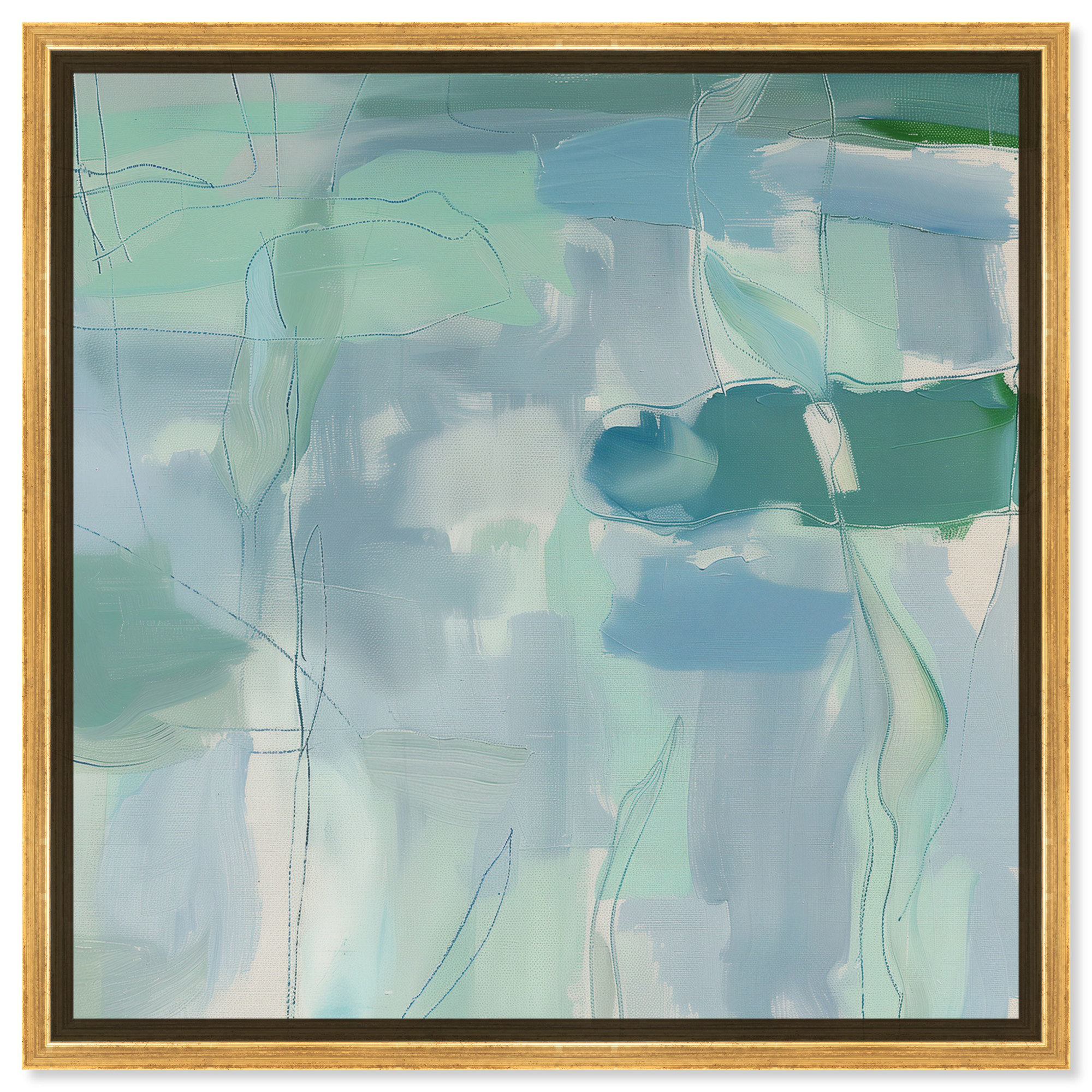 Art Remedy Lilly Pad Abstract I Canvas Coastal Farmhouse Wall Art by ...