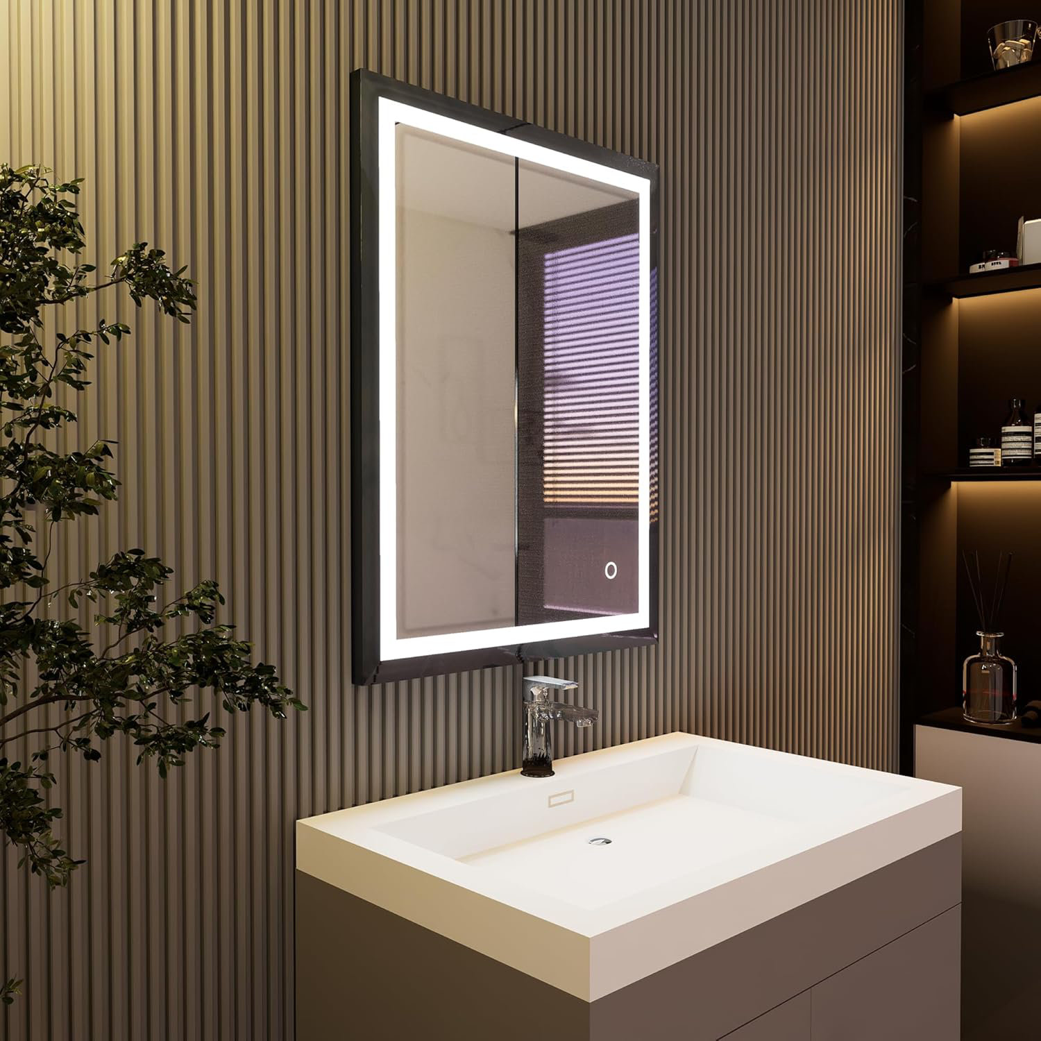 Wen Lighting LED Lighted Bathroom Vanity Mirror with Frontlit and ...