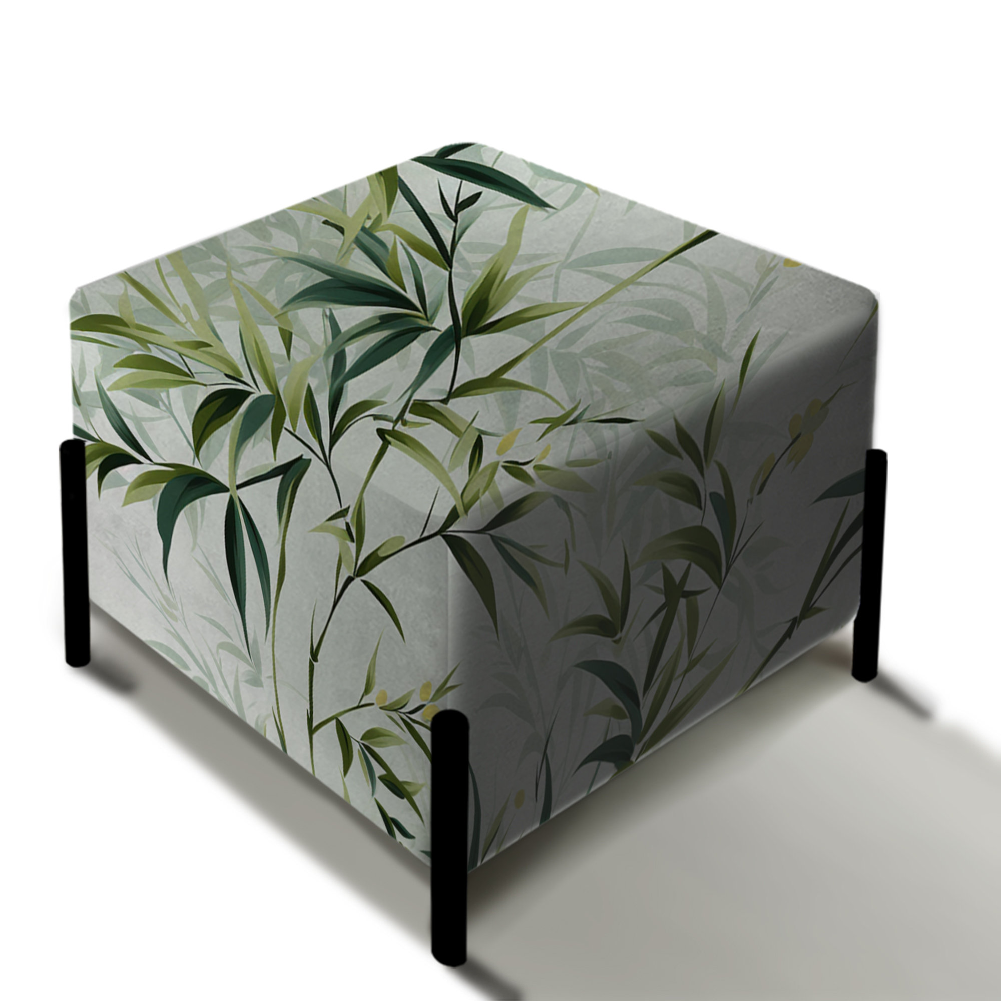 Design Art Bamboo Zen Tropical Pattern - Tropical Square Ottoman | Wayfair