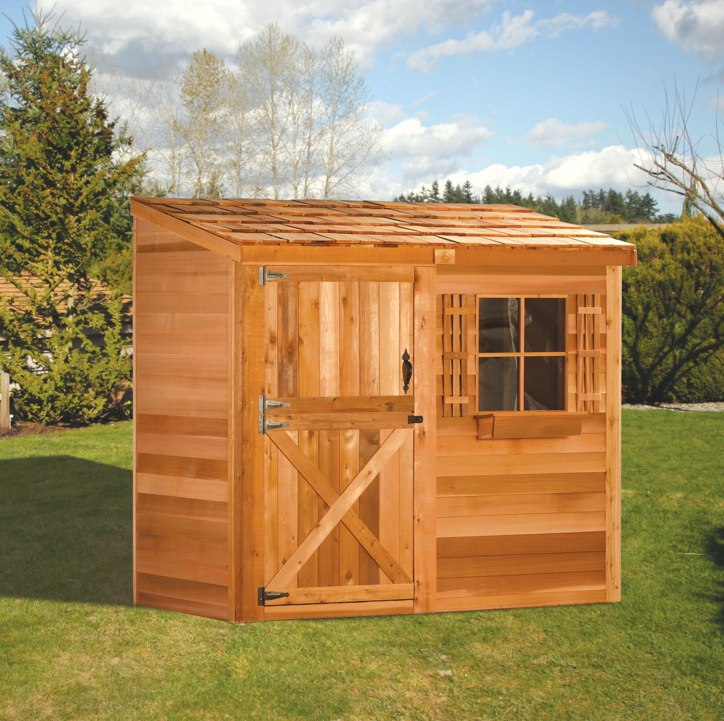 Cedarshed Bayside 6 ft. W x 3 ft. D Western Red Cedar Wood Lean-To ...