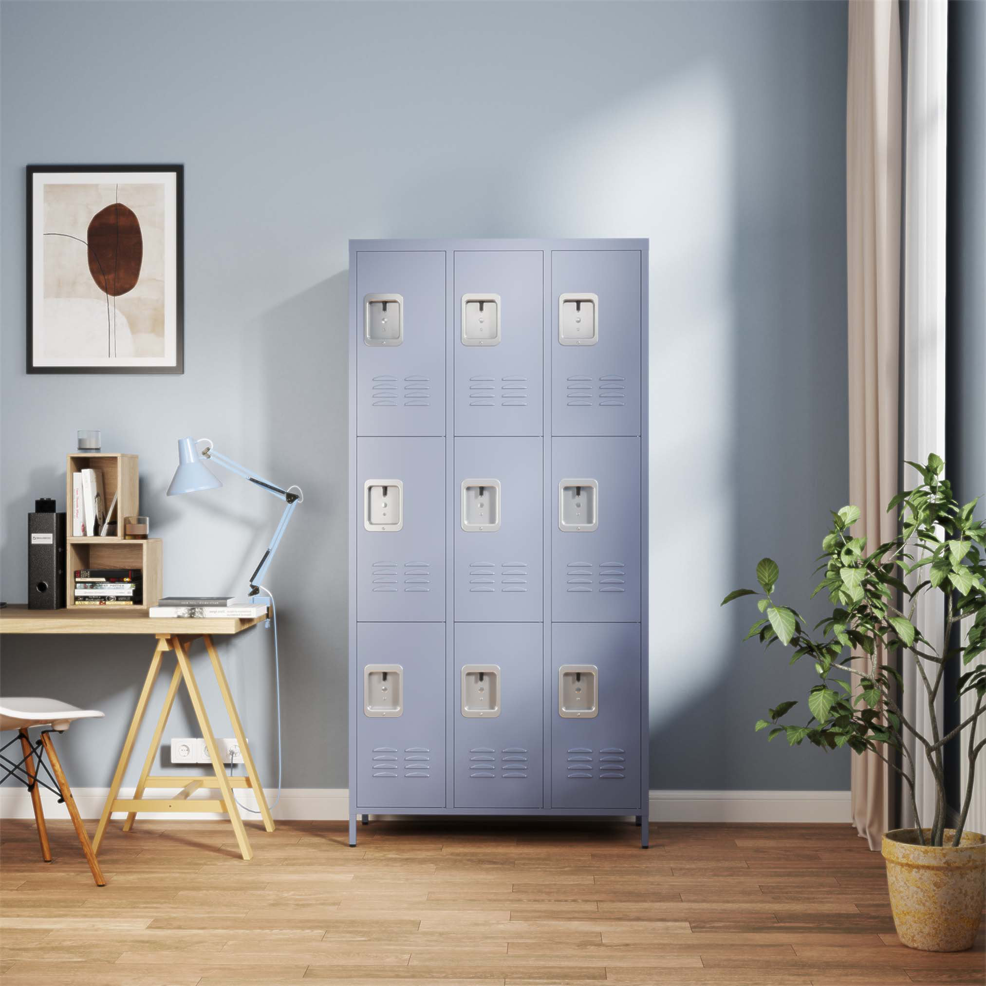 17 Stories 9-Door 72 Inch Metal Lockers with Secure Locks for Versatile ...