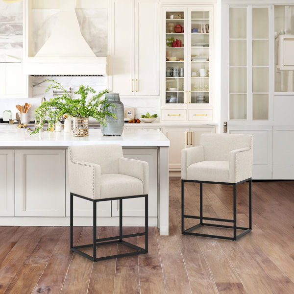 Red Barrel Studio® Levertis Upholstered Counter Stool with Metal Frame ...