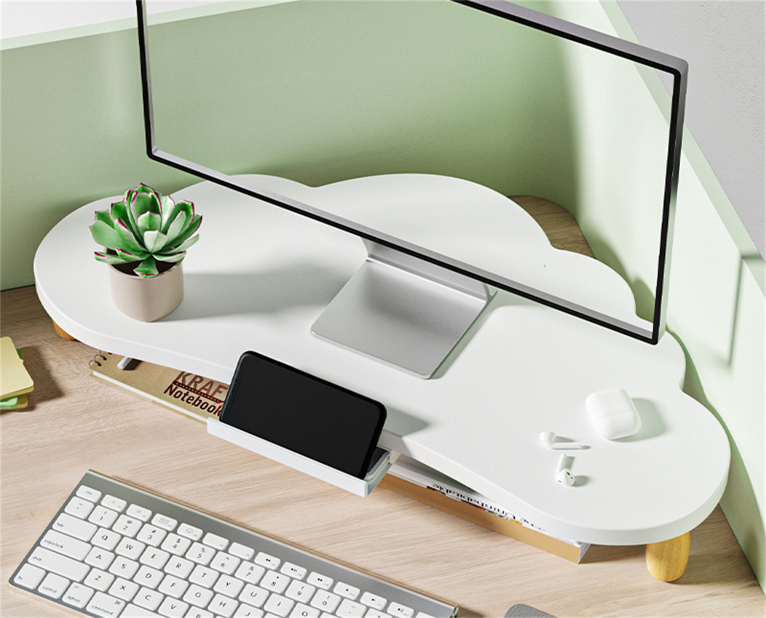 Orren Ellis Corner Desktop Computer Monitor Riser With Drawer - Wayfair ...