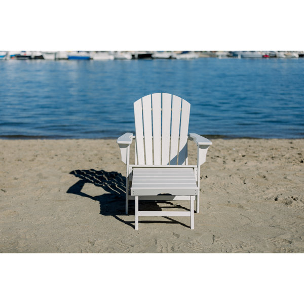 LuXeo Hampton HDPE Outdoor Adirondack Chair With Hideaway Ottoman | Wayfair