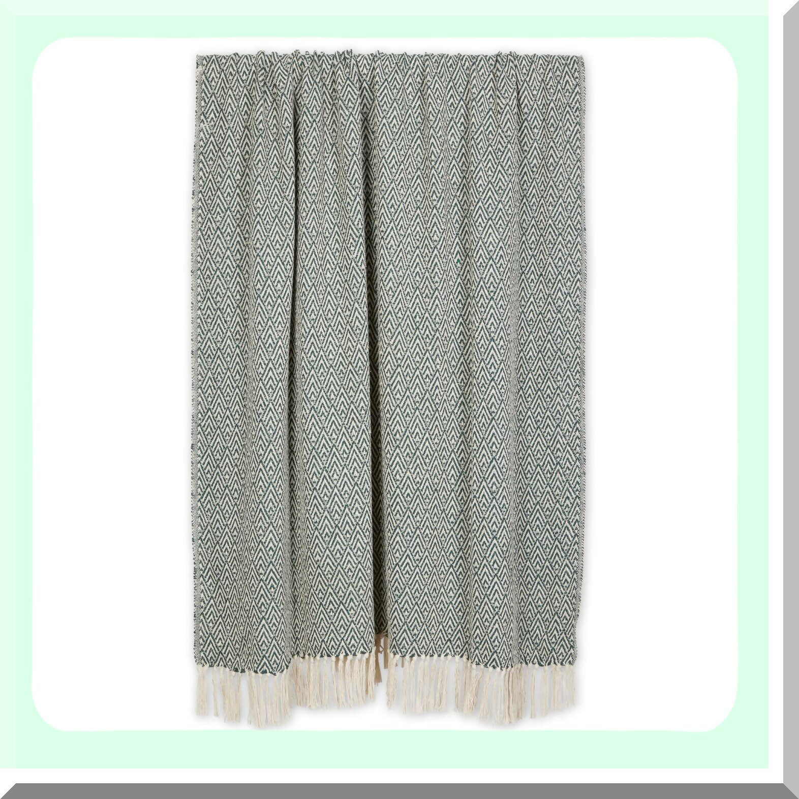 BRBCA Emerald Weave Cotton Throw Blanket, 50x60, Hunter Green | Wayfair