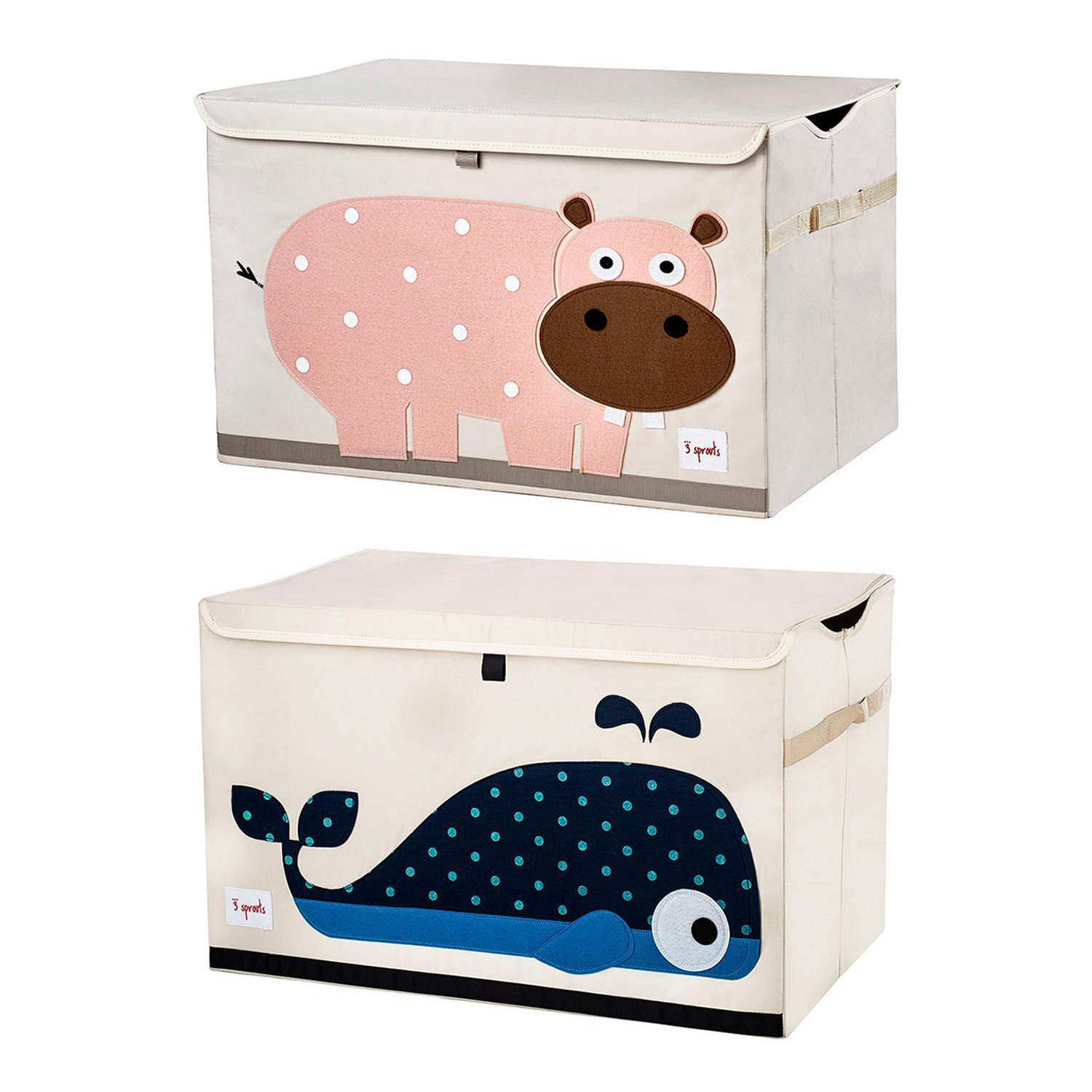 3 Sprouts Collapsible Toy Chest Storage Bin For Playroom, Hippo & Whale ...