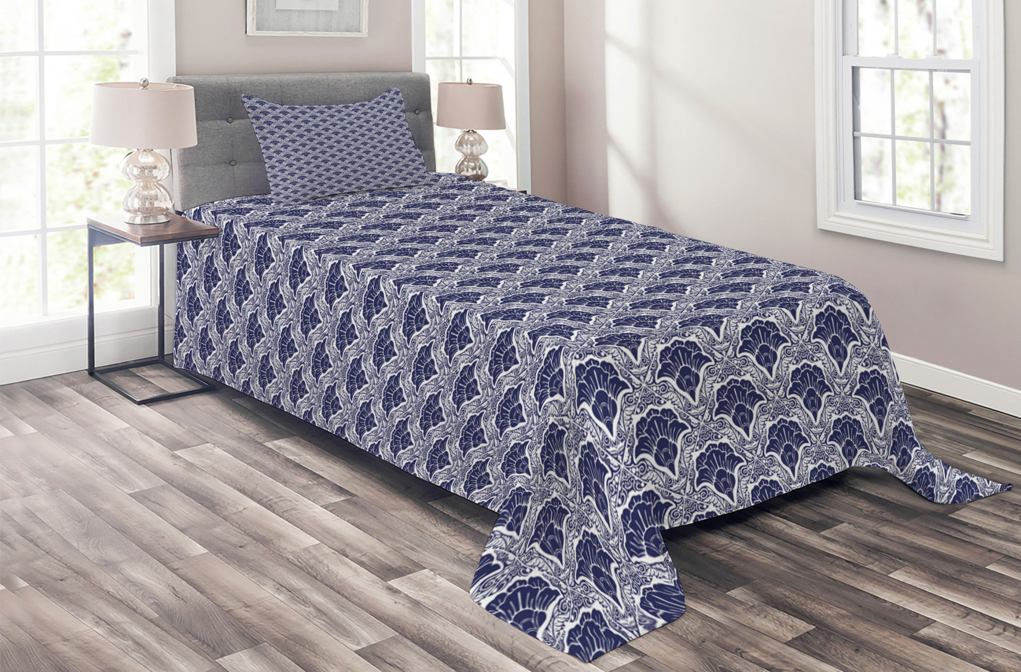 Ambesonne Indigo Microfiber Coverlet / Bedspread Set | Wayfair