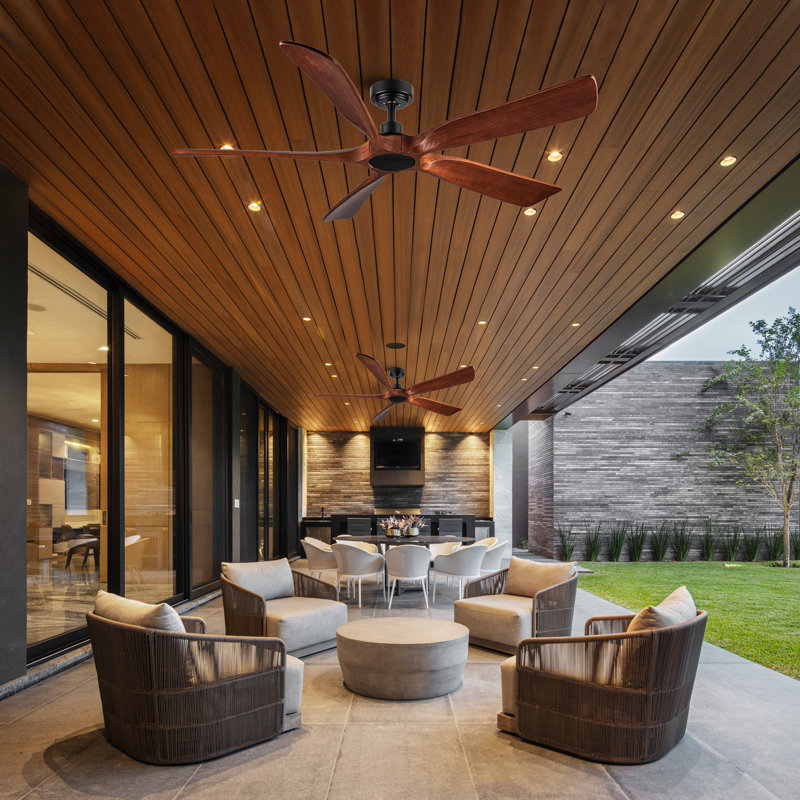 YUHAO Modern 60'' Rustic Look Wood Black Ceiling Fan Without Light ...