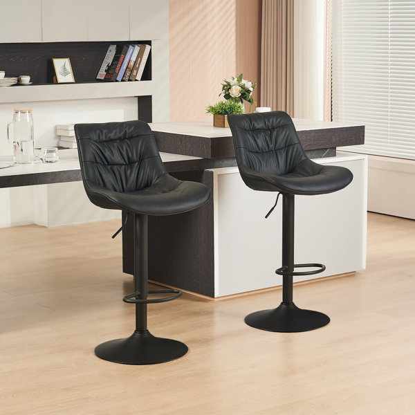 Latitude Run® Latiera Swivel Adjustable Height Bar Stools Faux Leather ...