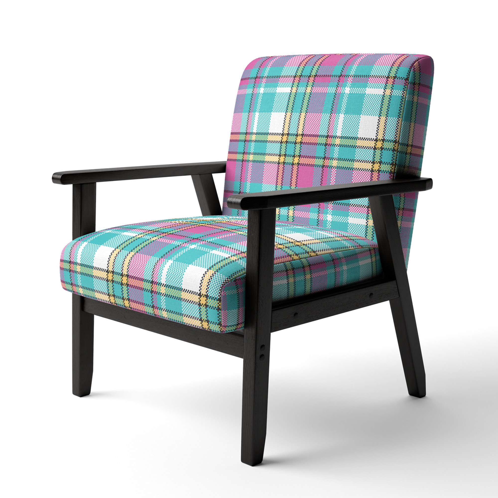 Hokku Designs Multicolor Checked Tartan - Upholstered Patterned Accent ...