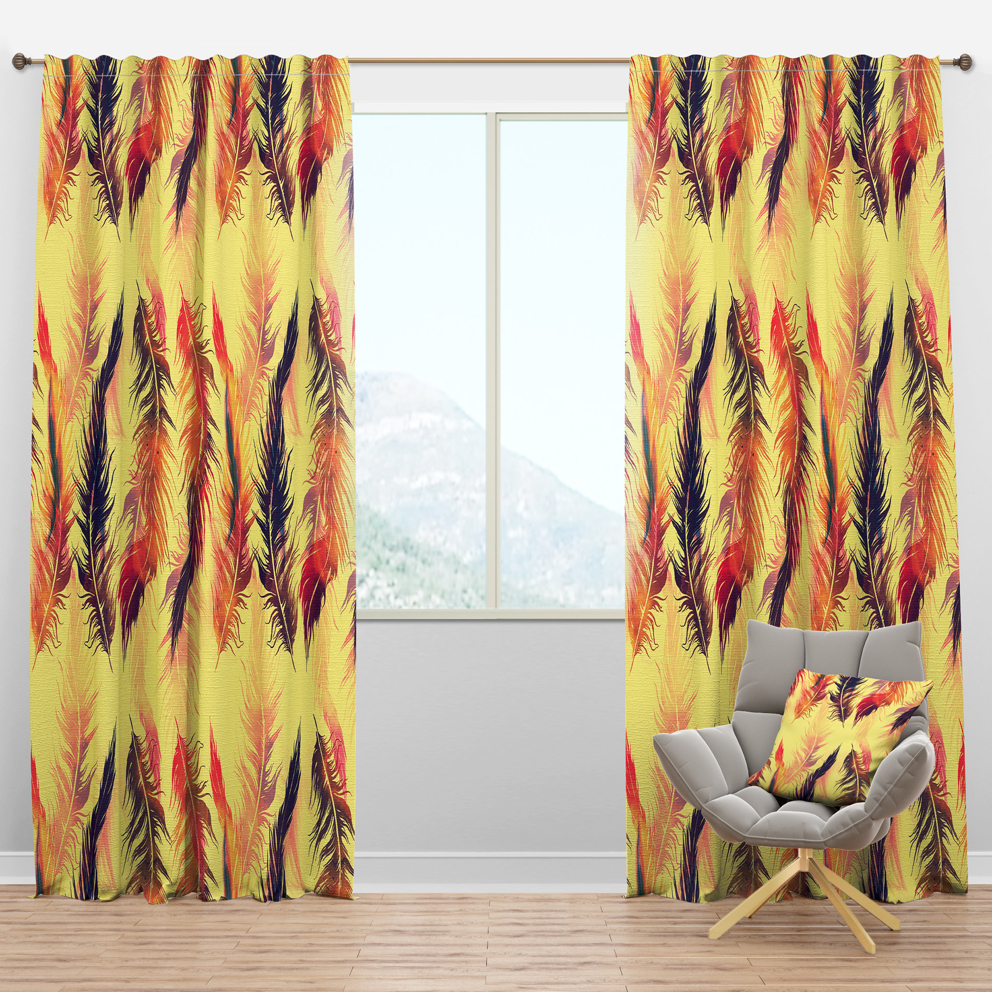 Design Art Pattern with Imprints of Flying Bird Feathers - Bohemian ...