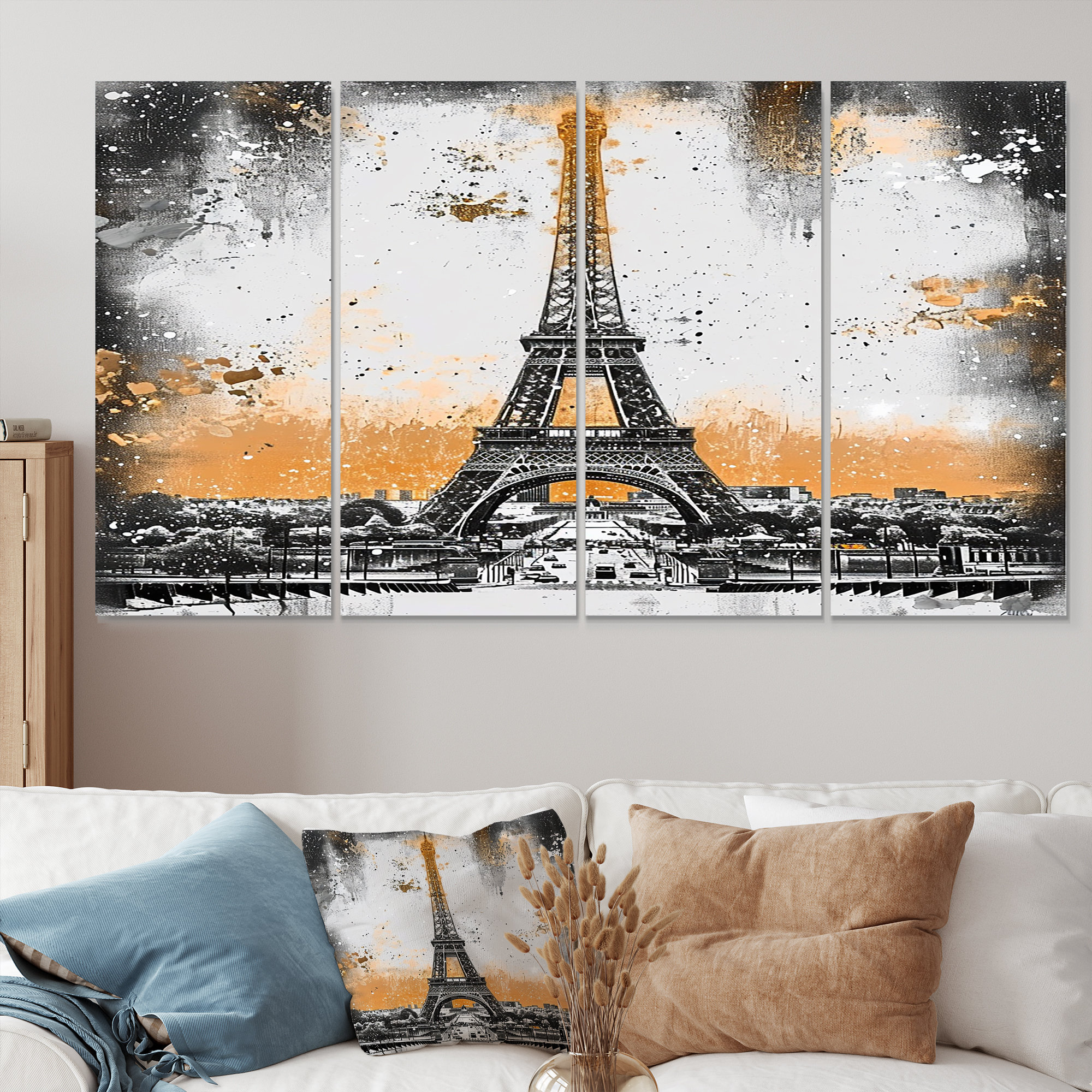 Winston Porter Eiffel Tower In Monochrome Gold - City Paris Wall Art ...