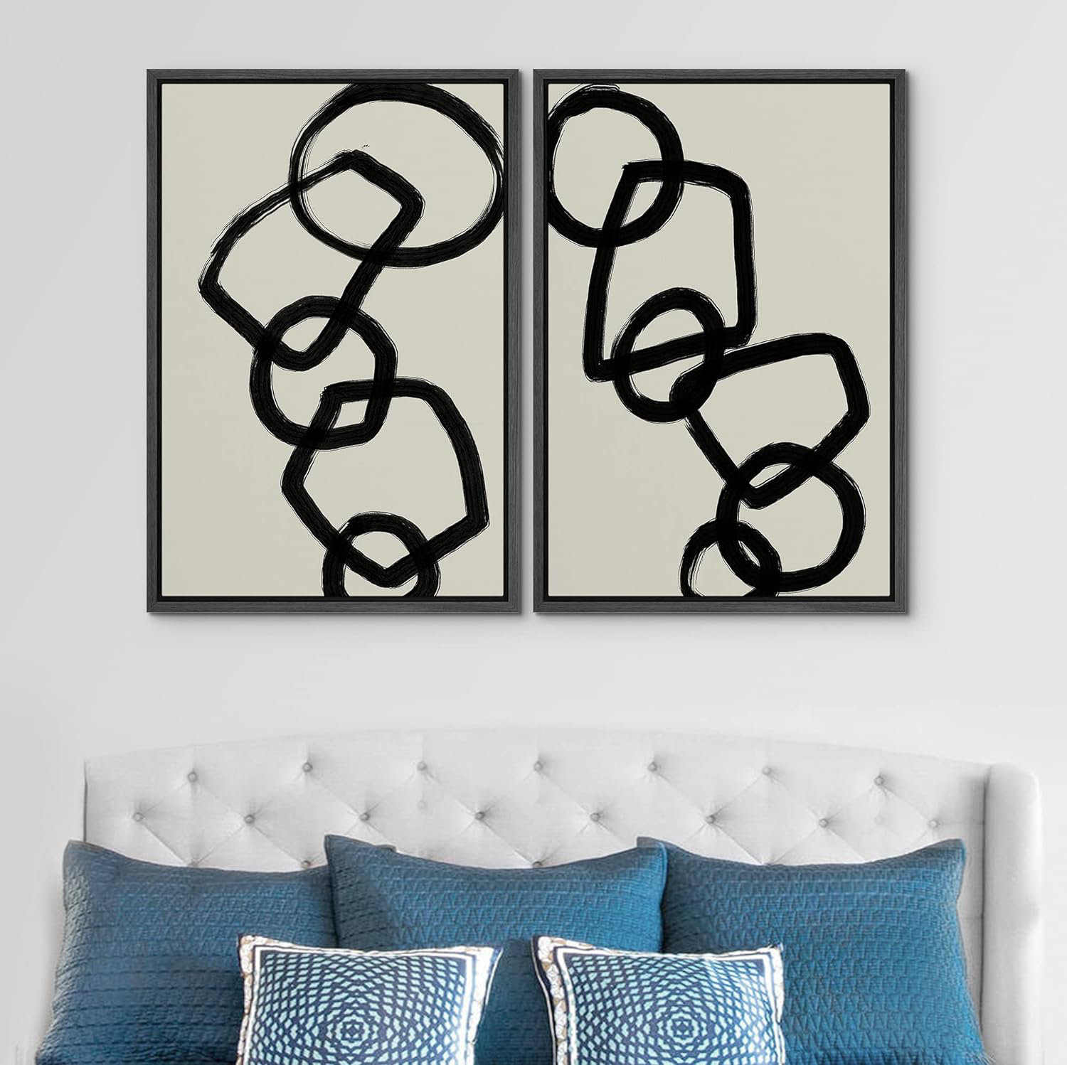 wall26 Black Duotone Geometric Polygons Abstract Shapes Minimal Wall ...