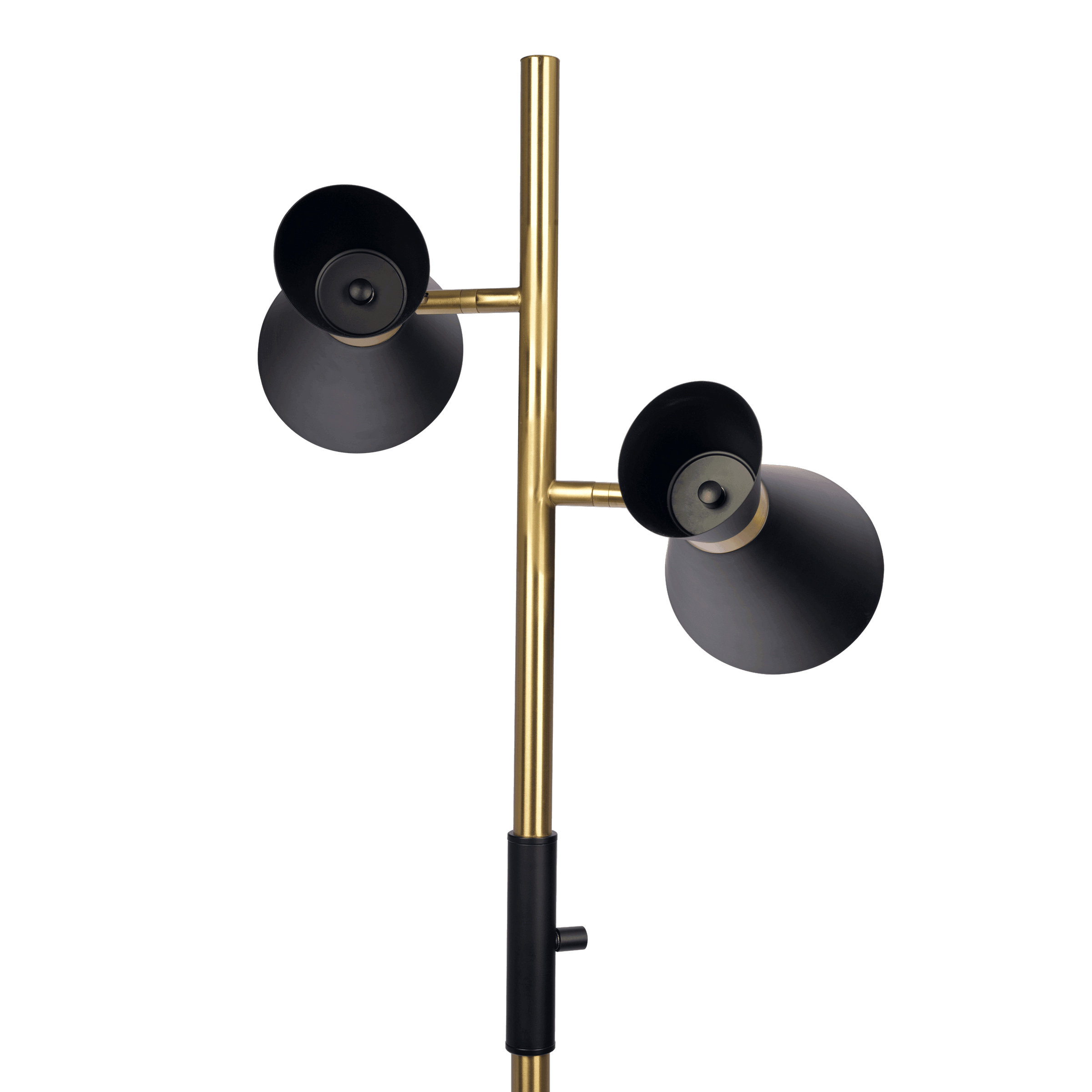 Everly Quinn Axis Brassed Gold Floor Lamp With 4-Way Switch Double ...