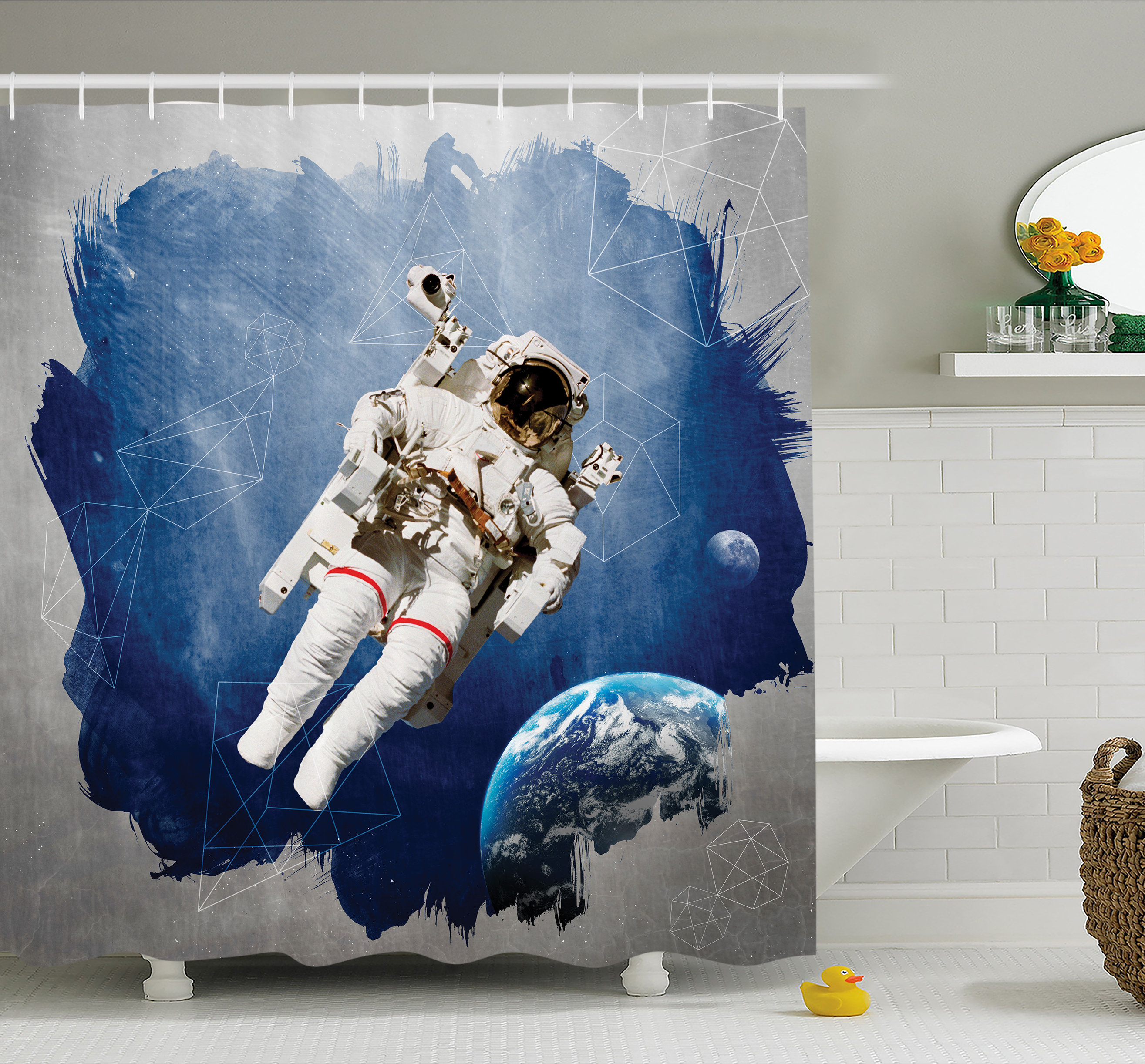 East Urban Home Enye Outer Space Astronaut on Grunge Half Done with ...