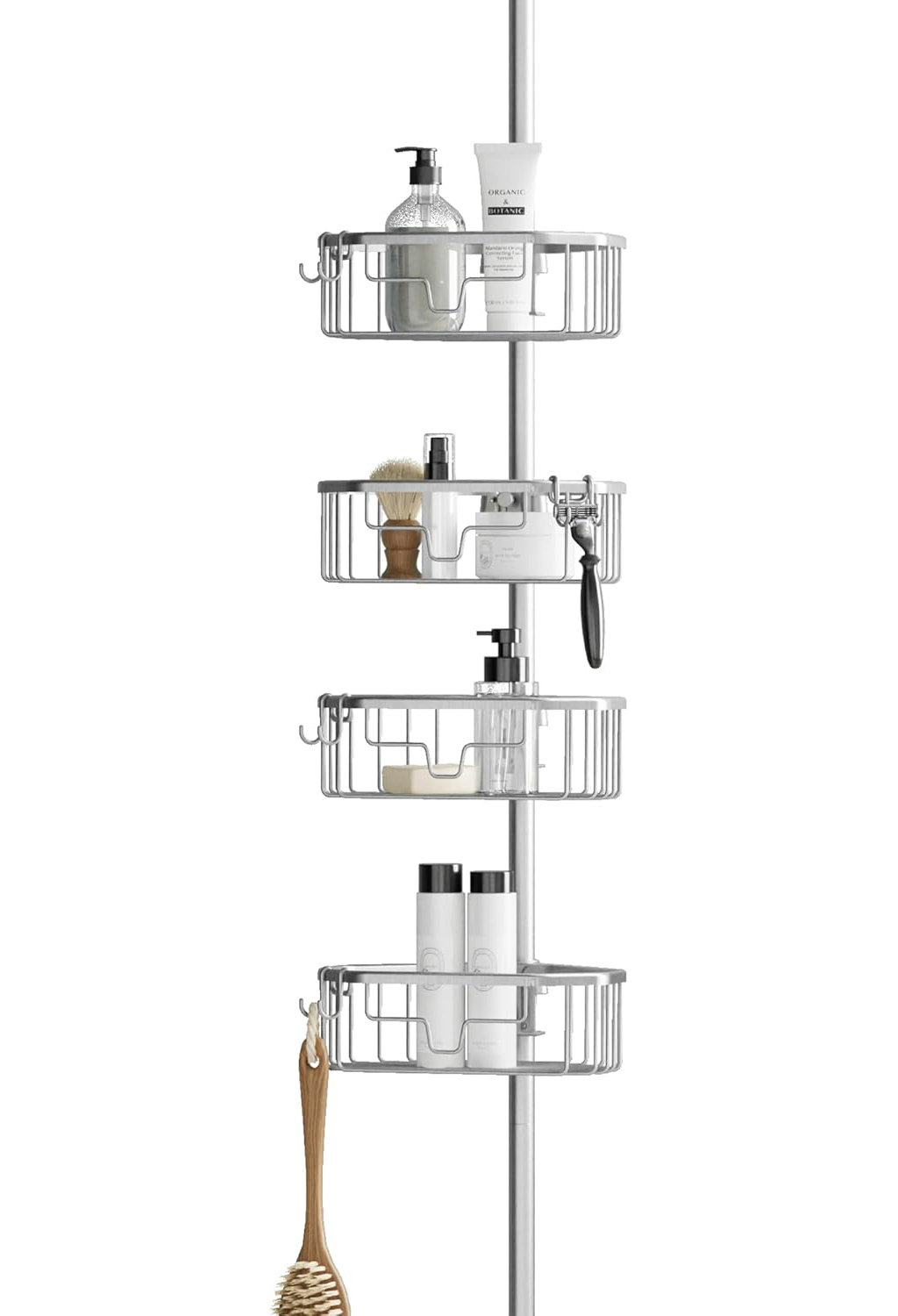 Orren Ellis Adjustable Tension Pole Shower Caddy With 4 Shelves ...