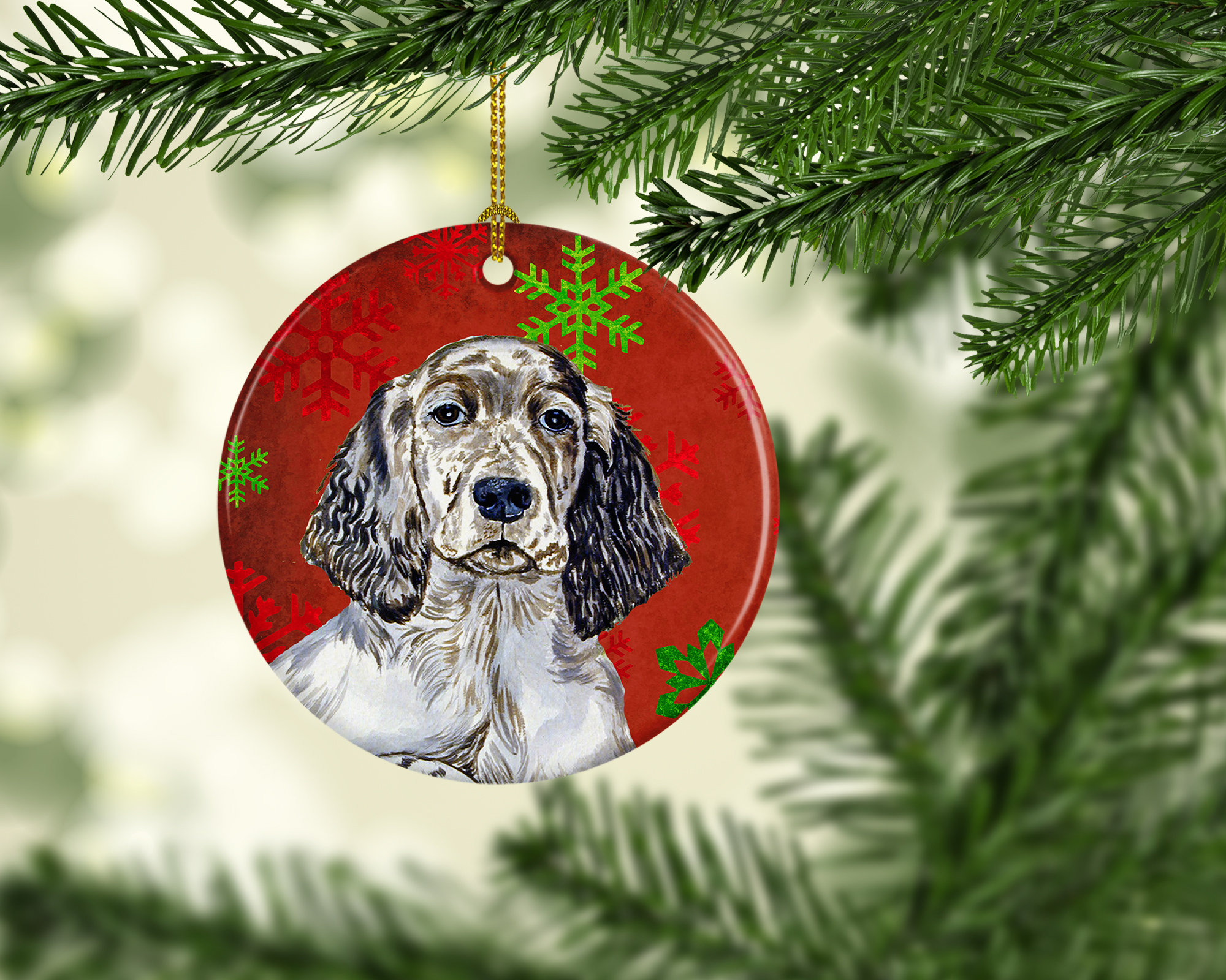 The Holiday Aisle® English Setter Snowflake Holiday Christmas Ceramic ...