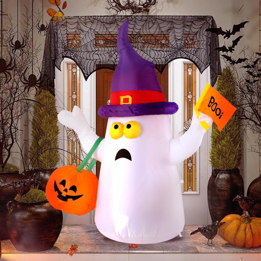 The Holiday Aisle® Halloween Inflatable Ghost Pumpkin Outdoor | Wayfair