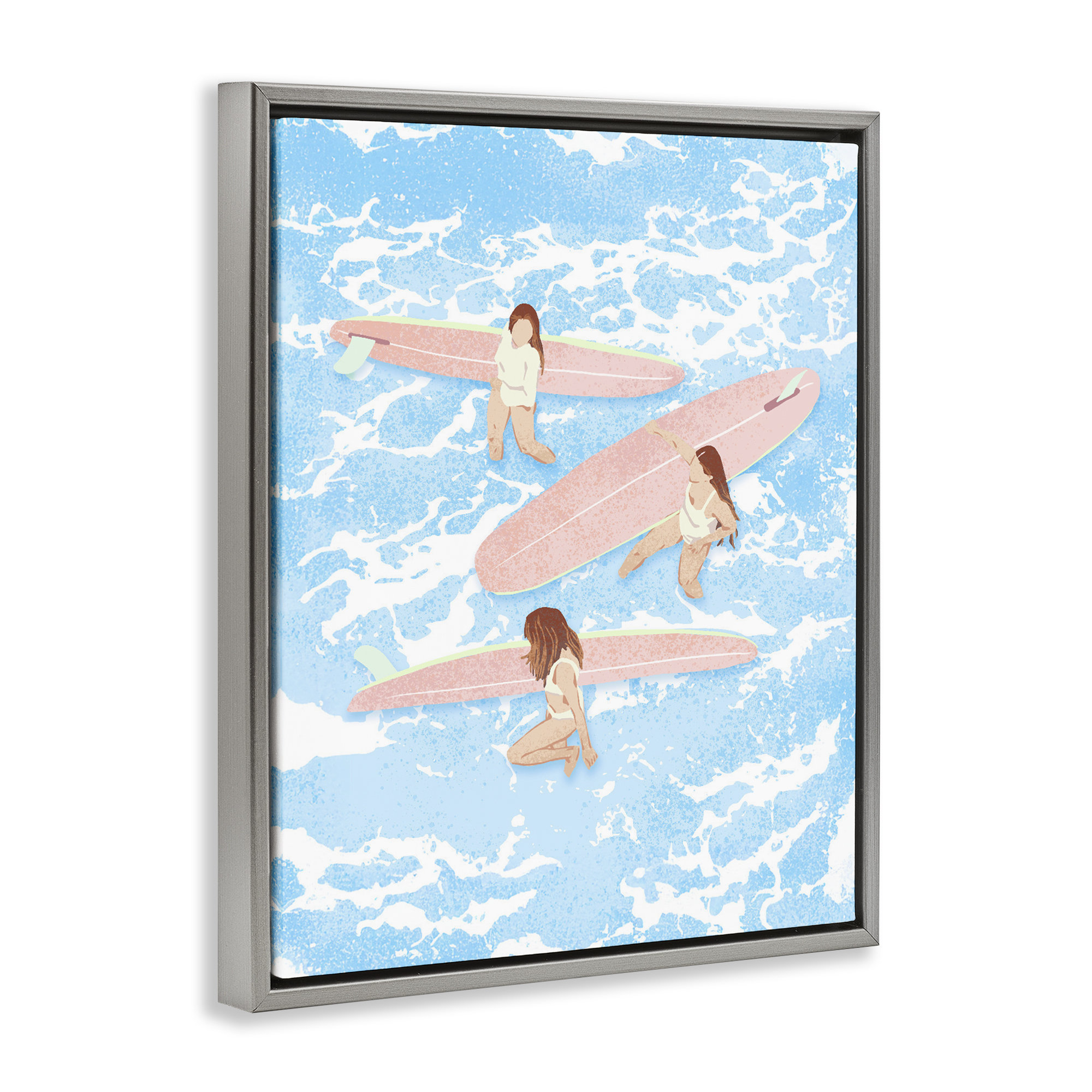 Latitude Run® Surfing Girls Trio Floating Frame, design by Ziwei Li ...