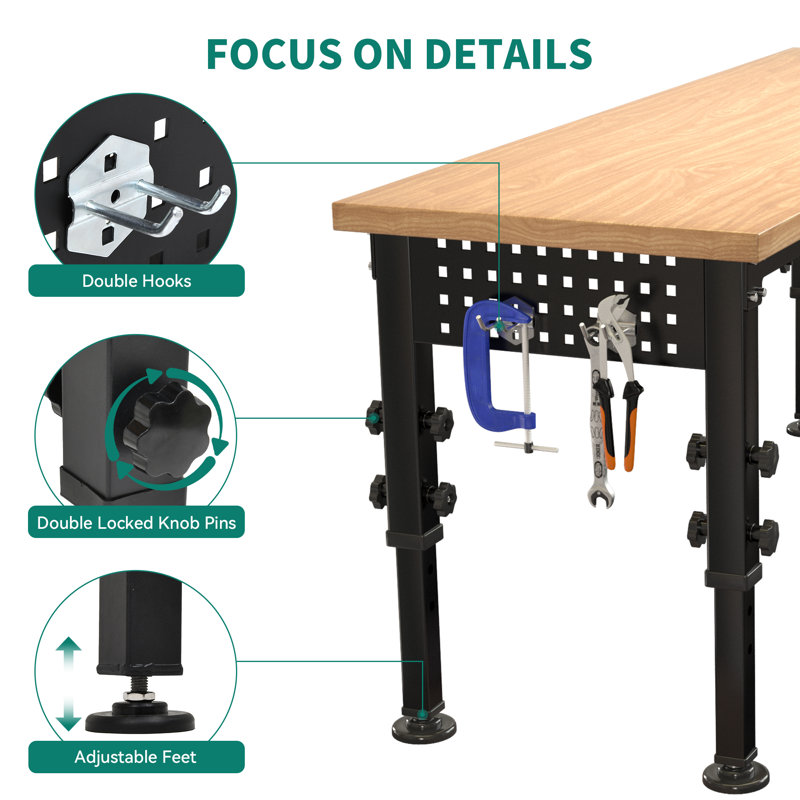 WFX Utility™ Manufactured Wood Top Height-Adjustable Workbench with ...