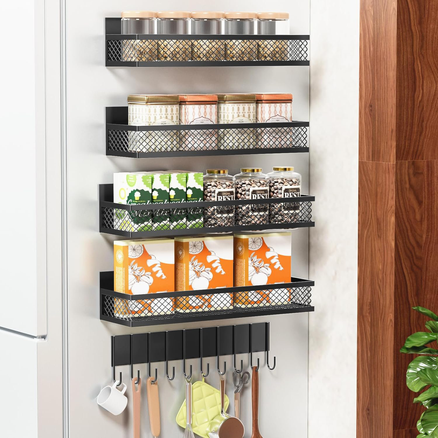 Mint Pantry® Magnetic Spice Rack For Refrigerator, 5 Pack Magnetic ...