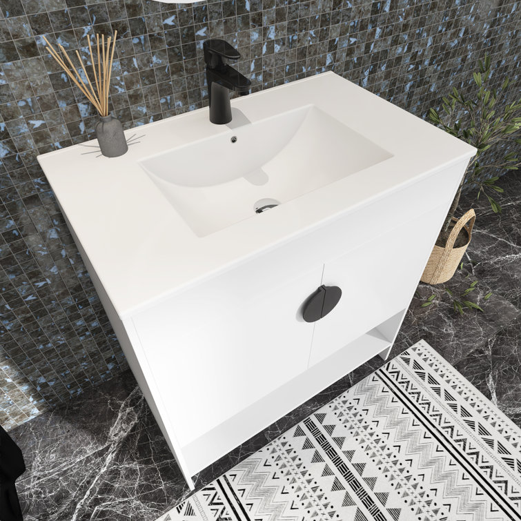 Latitude Run® Wakeem 30" Single Sink Freestanding Bathroom Vanity with ...