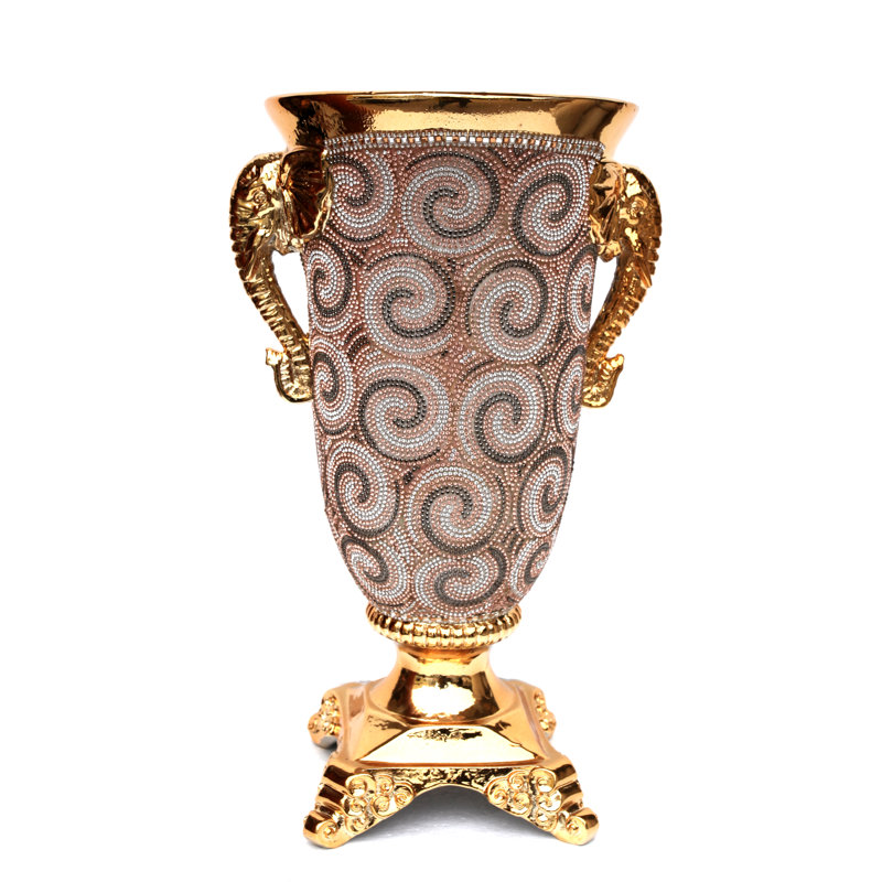 NUBE Rugs Gold 15" Ceramic Table Vase | Wayfair