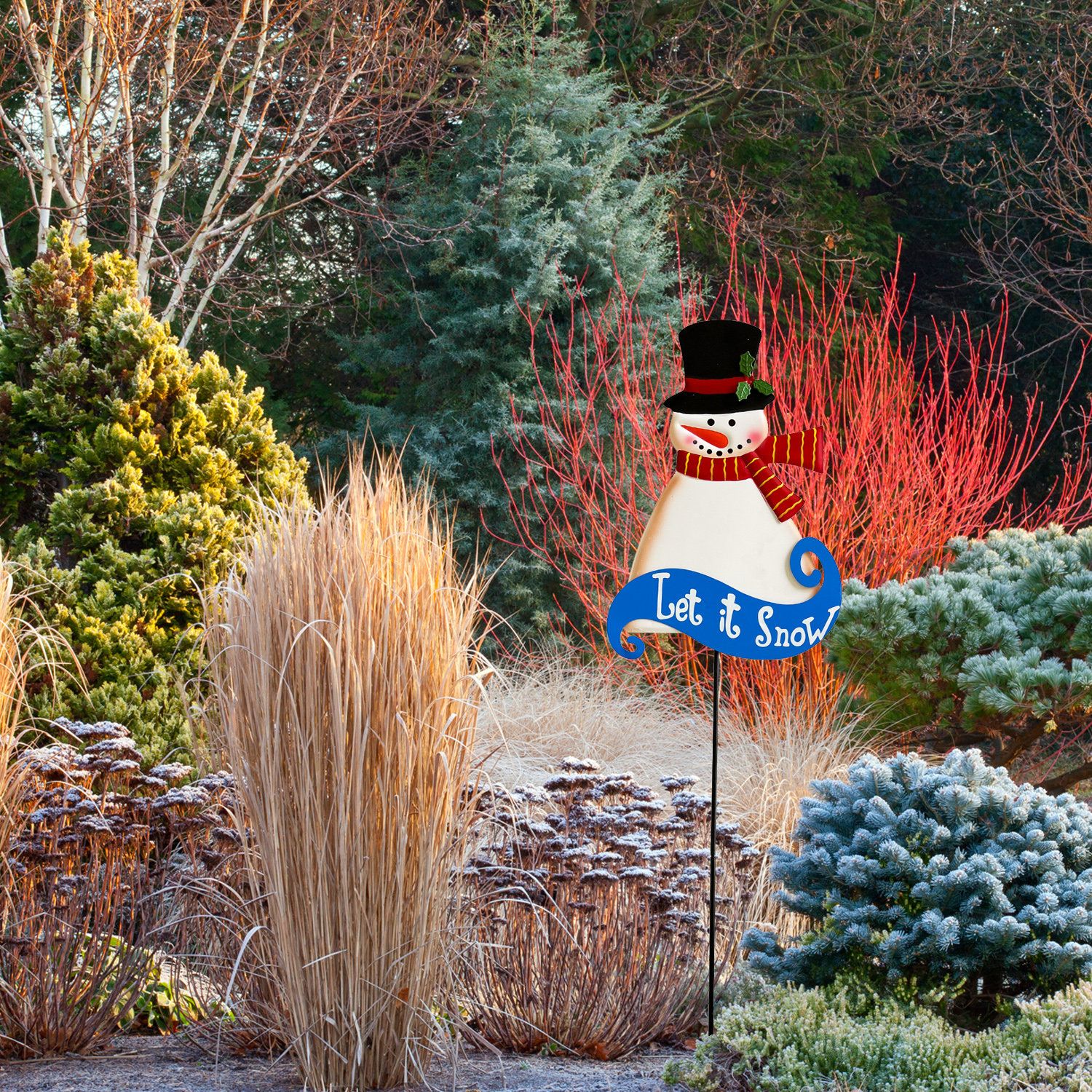 The Holiday Aisle® Metal Christmas Snowman Yard Stake Winter Holiday ...
