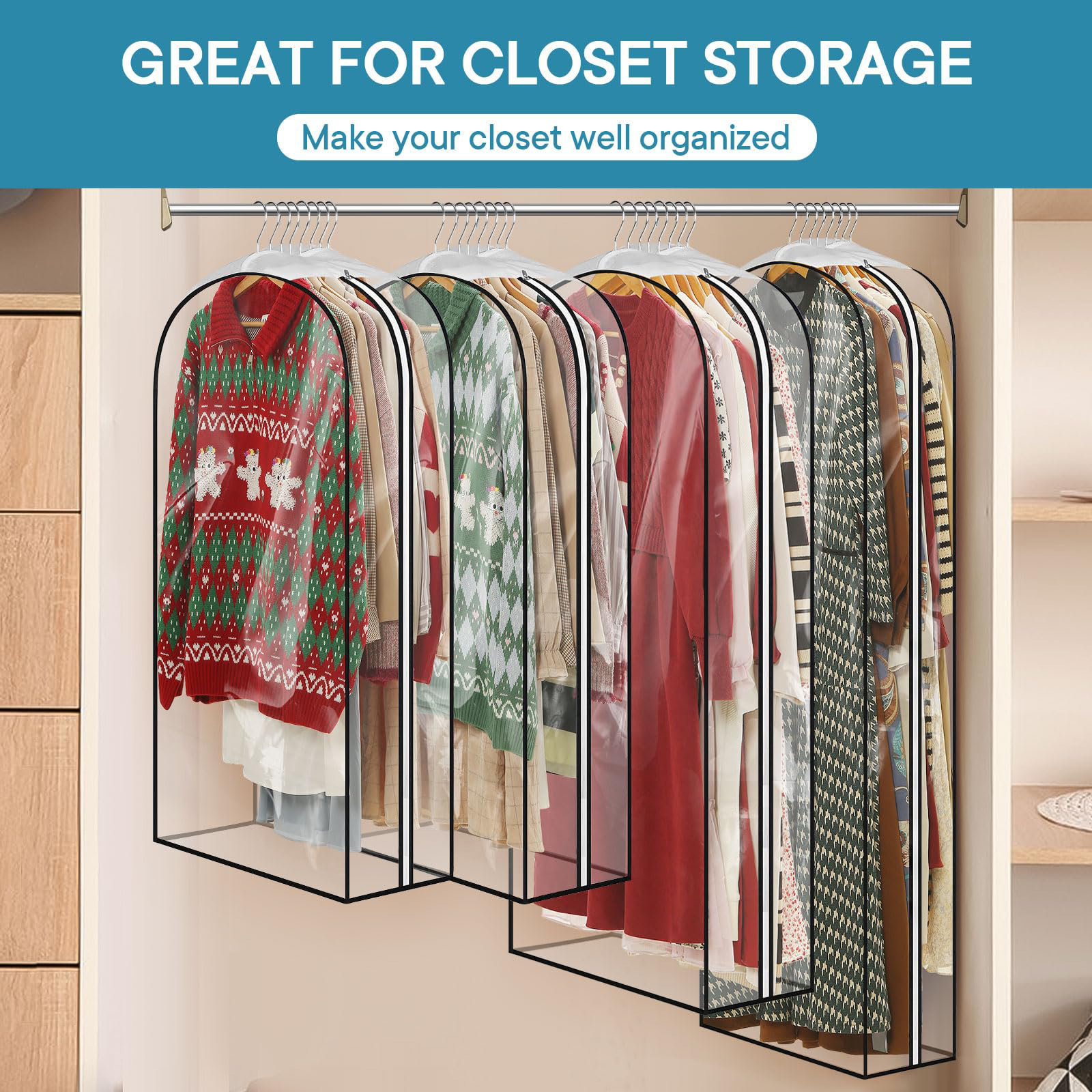 Rebrilliant 3 Pack - 10" Fully Transparent Garment Bag With Side Zipper ...