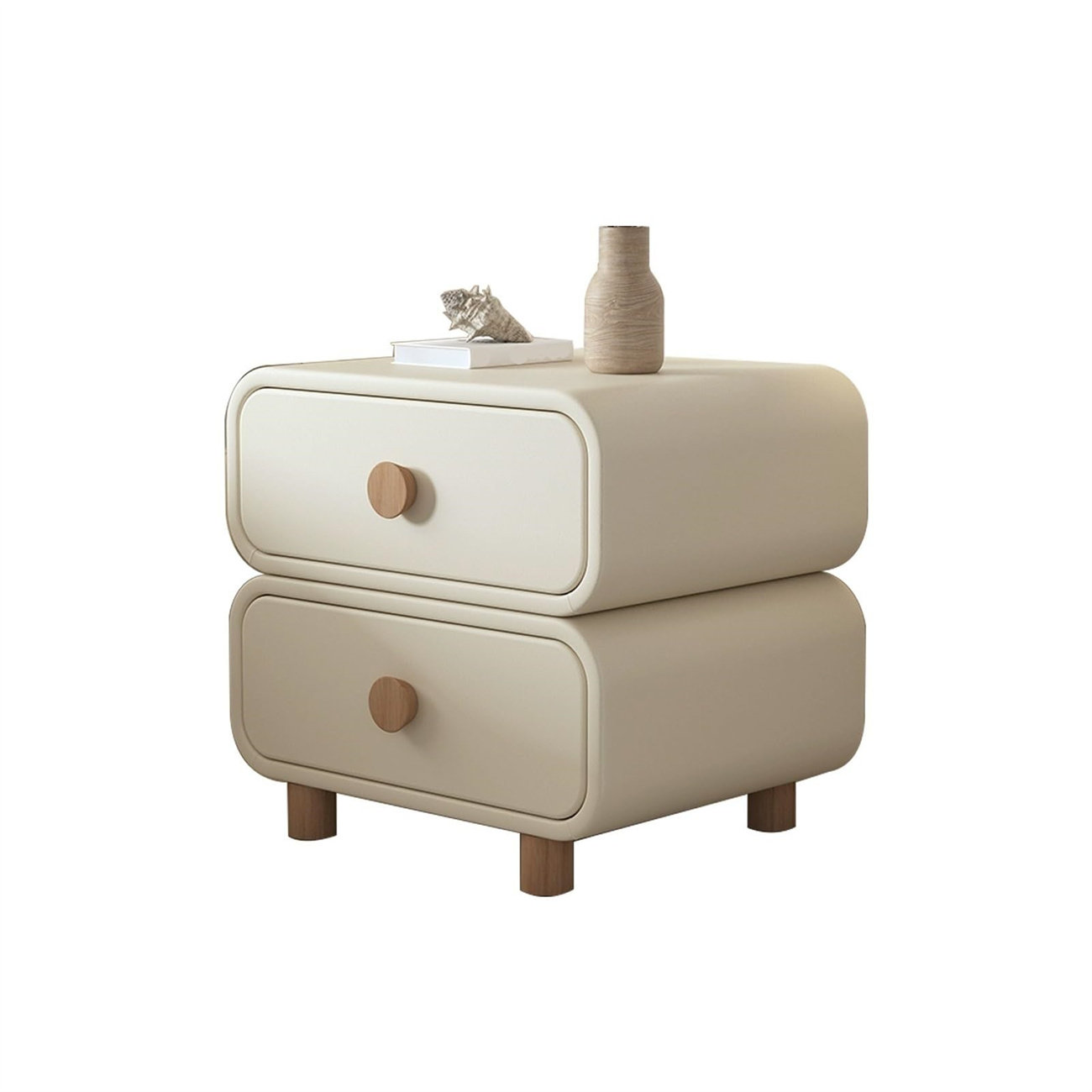 Ivy Bronx Bedside Table With Drawer, Wooden Bedside Table, White ...