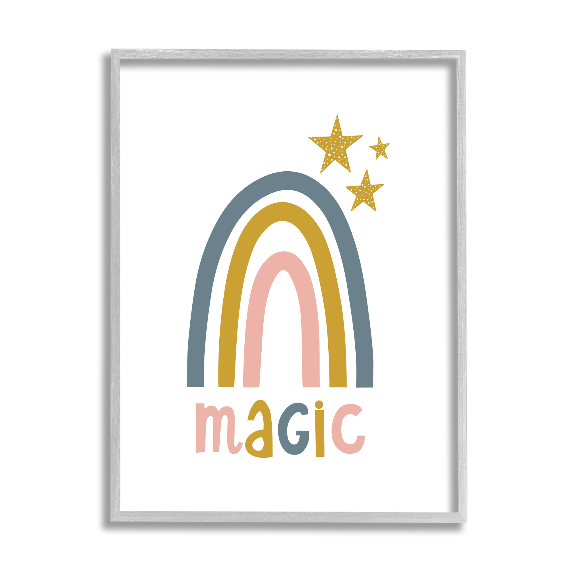 Stupell Industries ba-877-Framed Rainbow with Magic Phrase by Alina Sagirova Wrapped Canvas ...