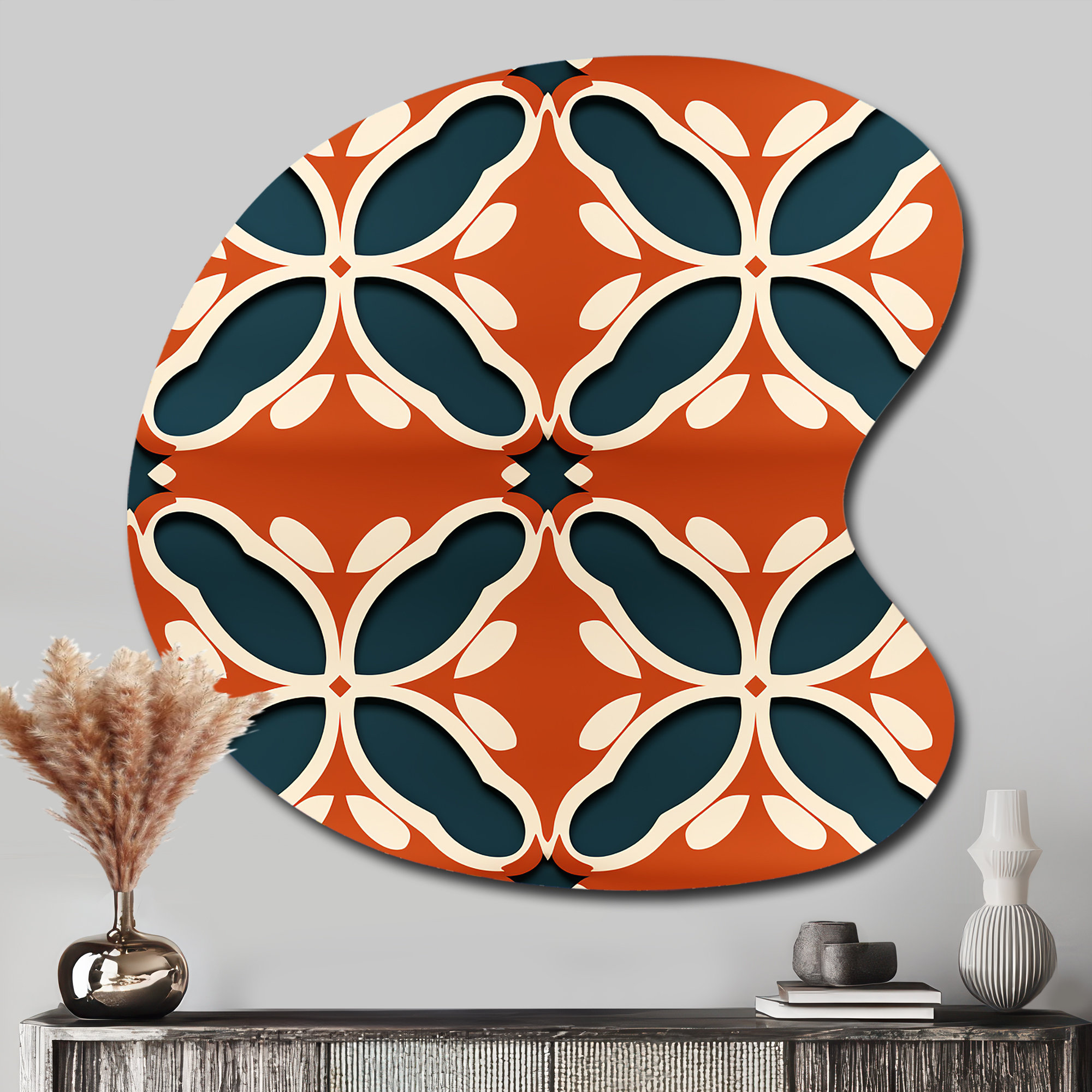 Design Art Terra Cotta Trellis Charm - Floral Irregular Metal Wall Art ...