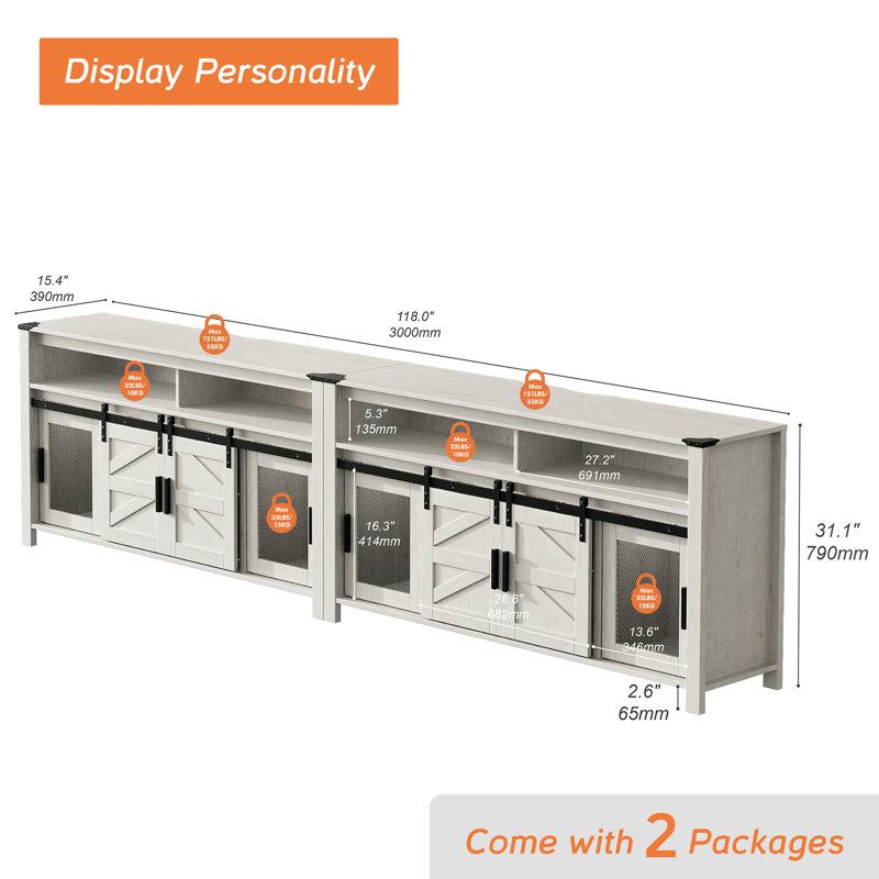 Wade Logan® Cainin 118'' W TV Stand & Reviews | Wayfair