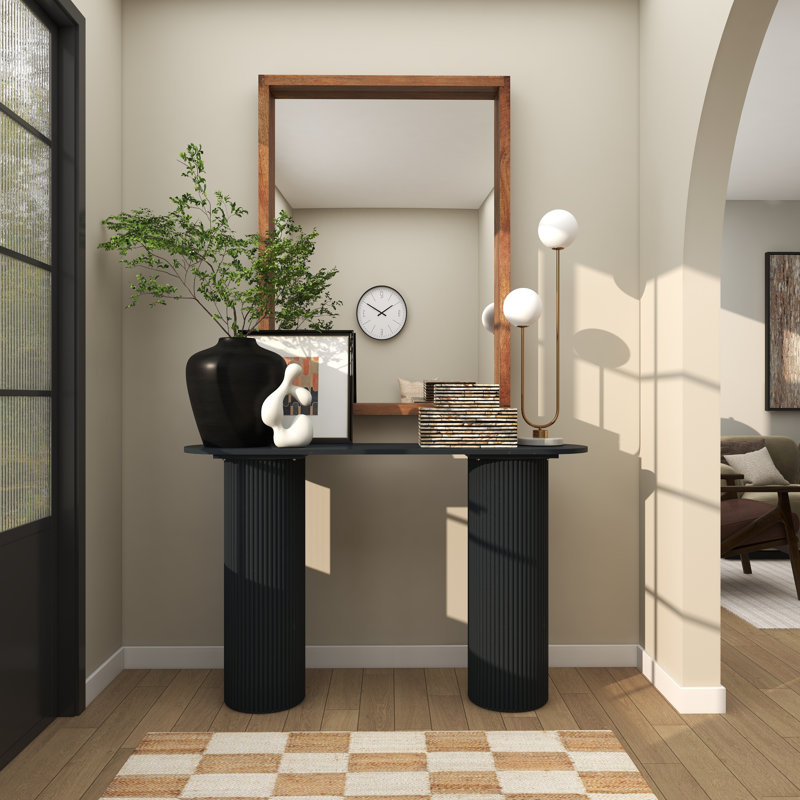 Latitude Run® Cole And Grey Wooden Oval Geometric Console Table With ...