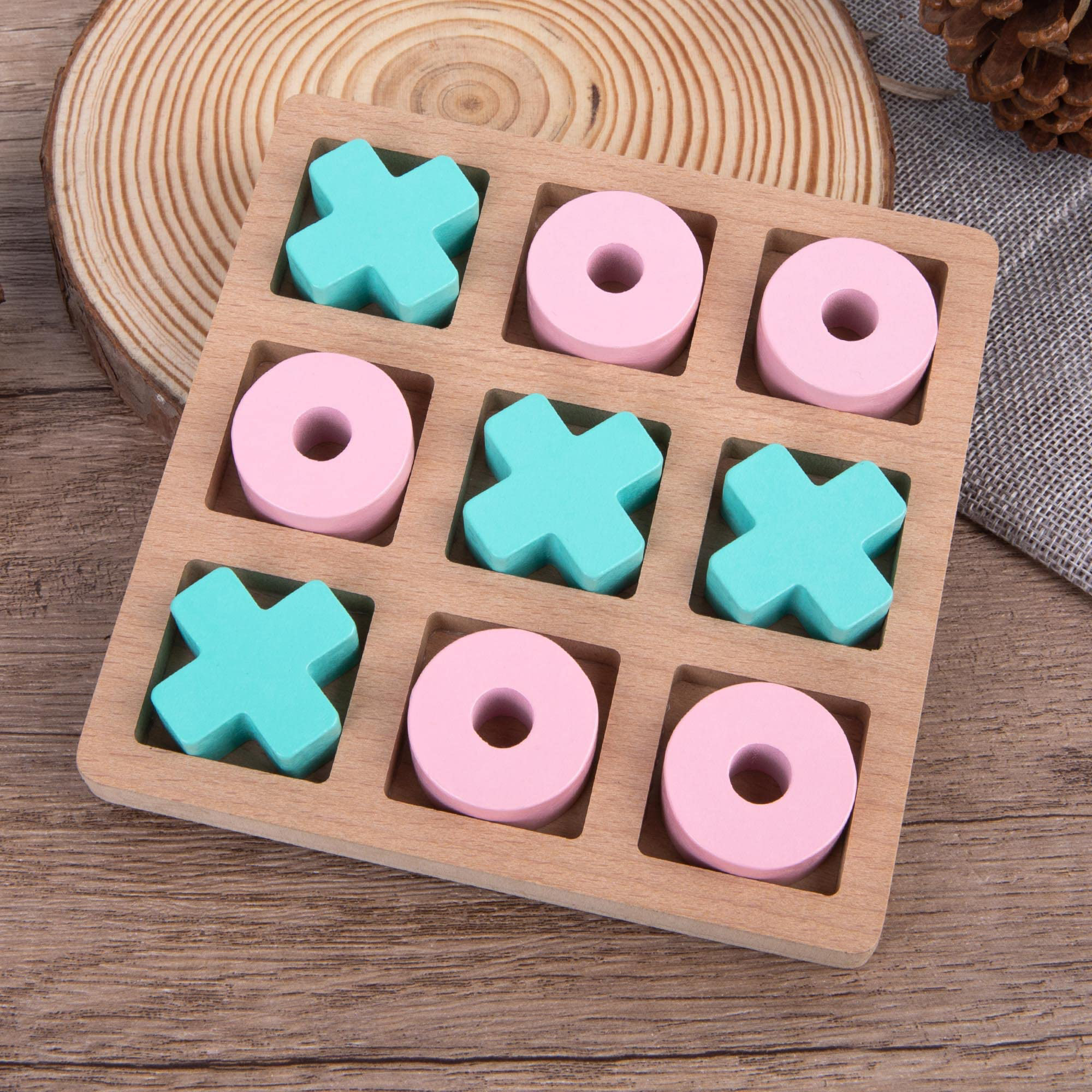 Latitude Run® Tic-Tac-Toe Game, Wooden Tic-Tac-Toe Game, Small Tic-Tac ...