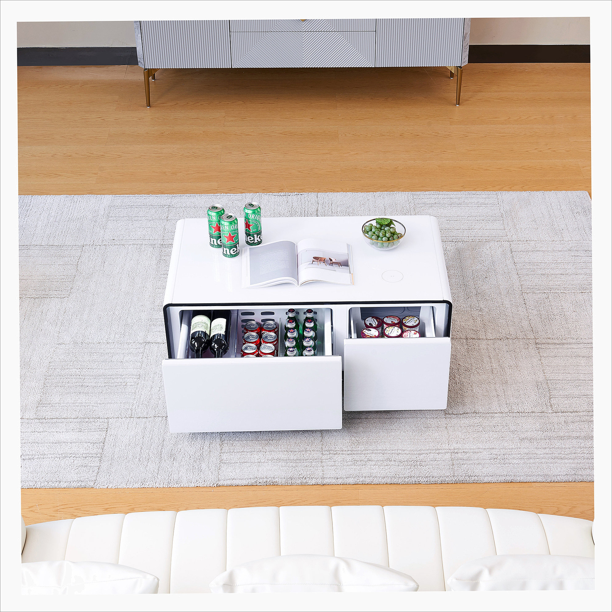 Orren Ellis Smart Table Fridge, Multifunctional Coffee Table with ...