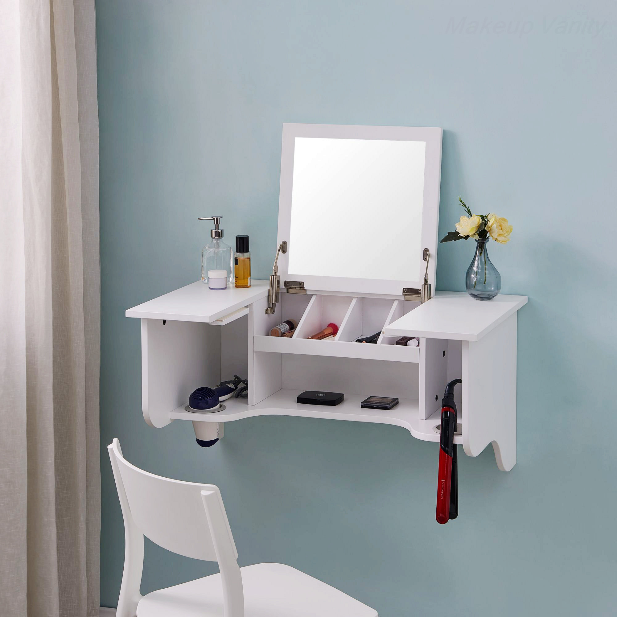 Latitude Run® Wall Mount Ledge With Vanity Mirror | Wayfair