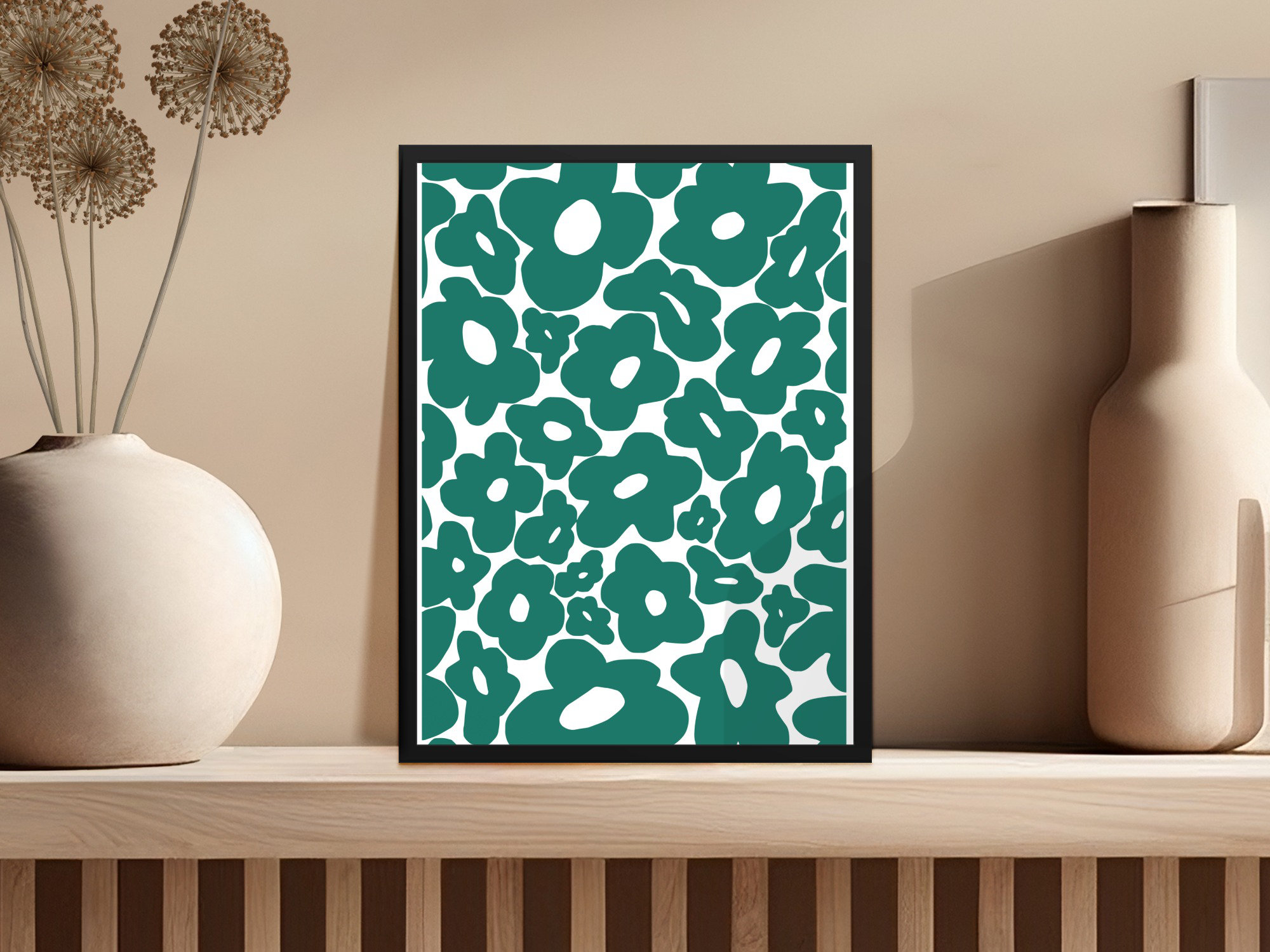 Lark Manor Emerald Green Floral Pattern Elegant Abstract Colletti ...