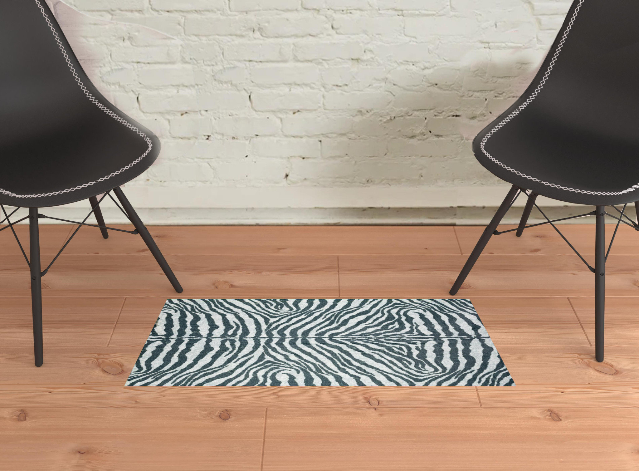 Mercer41 2' X 3' Grey Zebra Print Shag Handmade Non Skid Area Rug | Wayfair