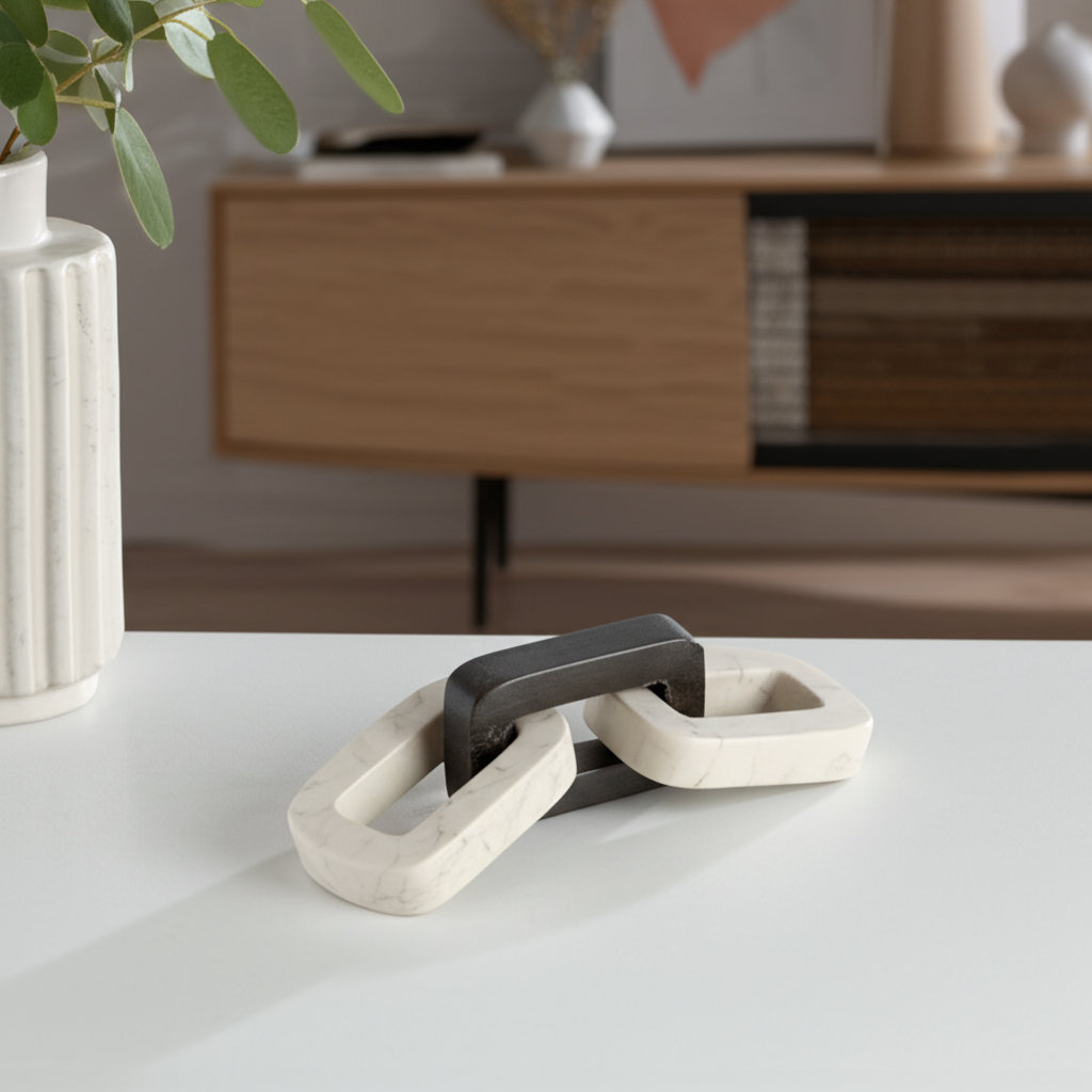 Ivy Bronx Usko Marble Chain Link Sculpture For Home Decor - Modern ...