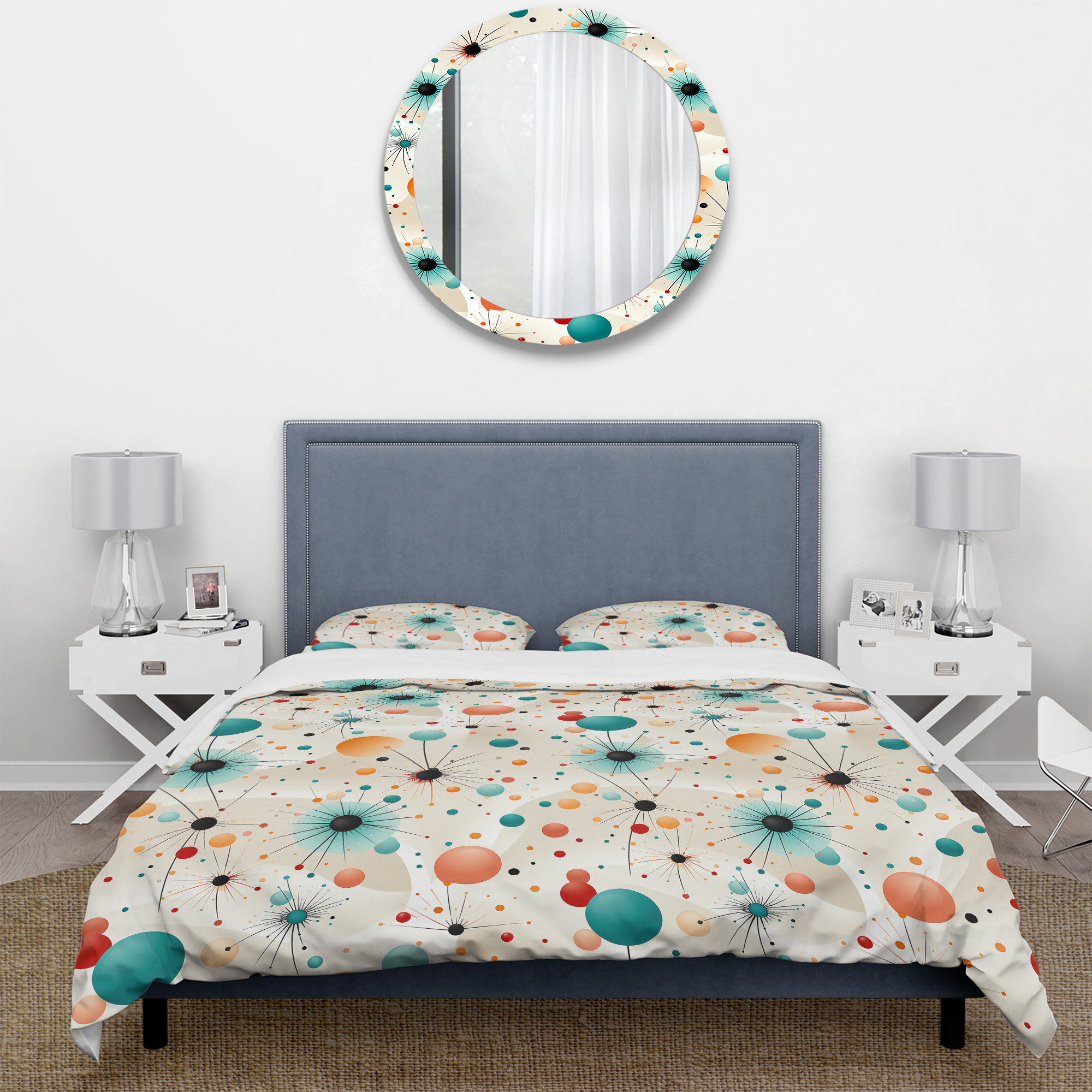 Design Art Blue Funky Polka Dot Floral Delights I Bedding | Wayfair