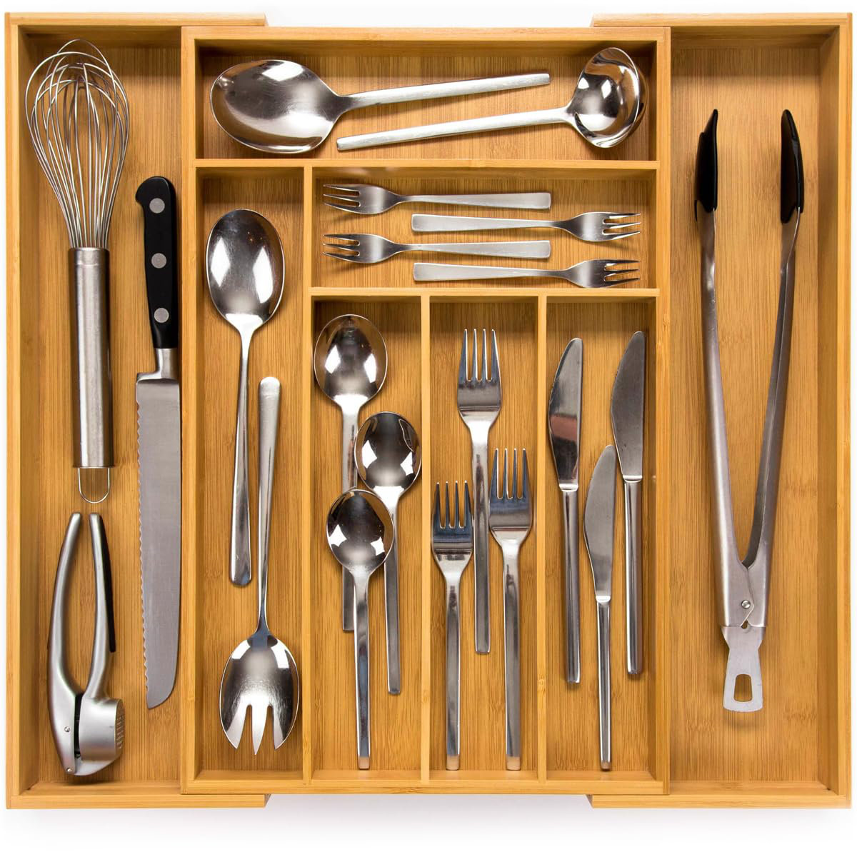 Prep & Savour Silverware Drawer Organizer – Utensil Holder, Kitchen ...