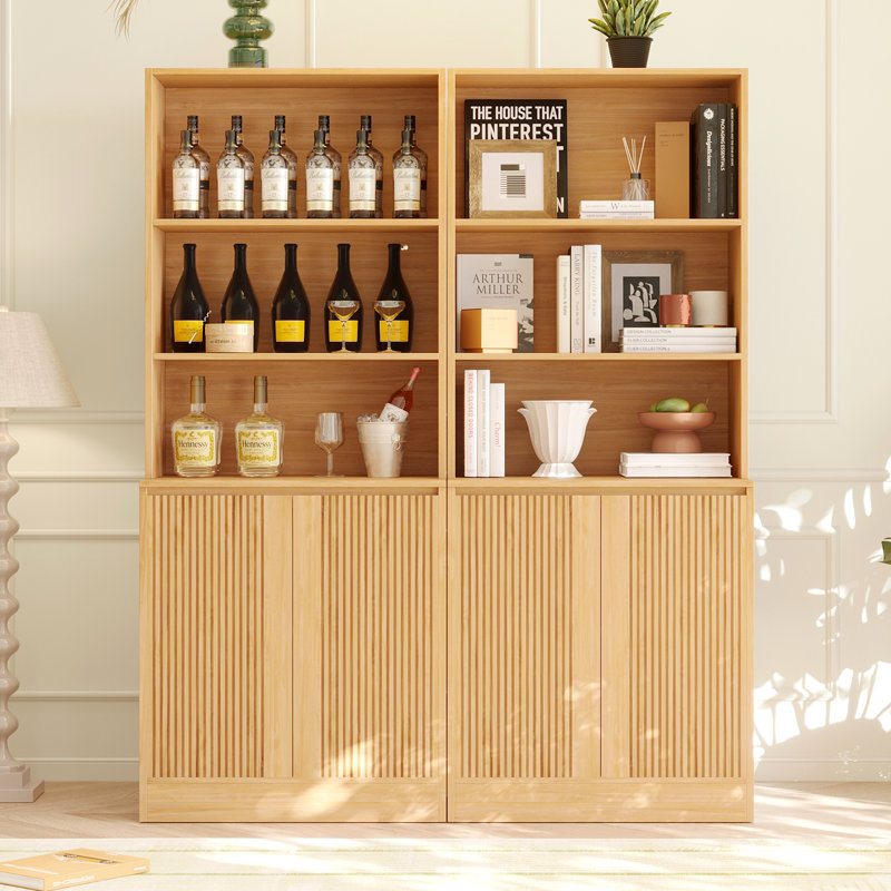Ebern Designs 71'' Kitchen Pantry With Bookcases, Farmhouse Wall Unit ...