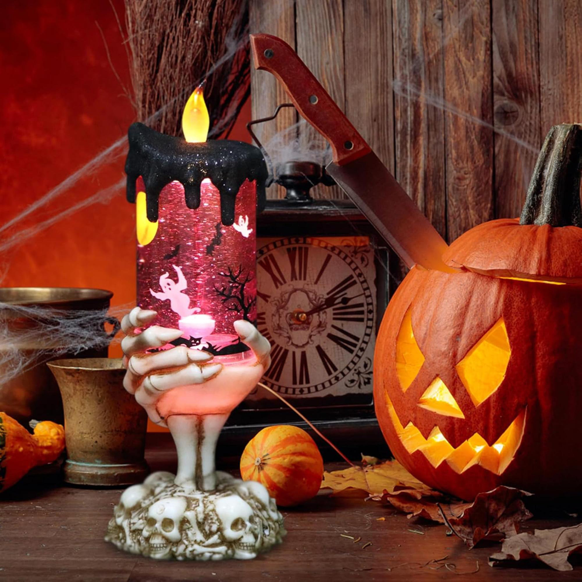 The Holiday Aisle® Halloween Snow Globe Candles Lighted Lamp USB ...