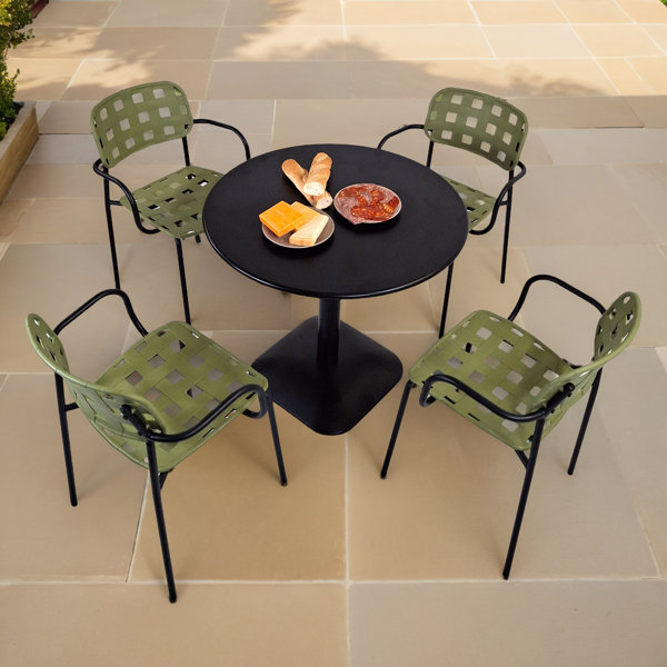 George Oliver ALBIN 80 Round TableWith 04 KARIN ArmchairSet | Wayfair.co.uk